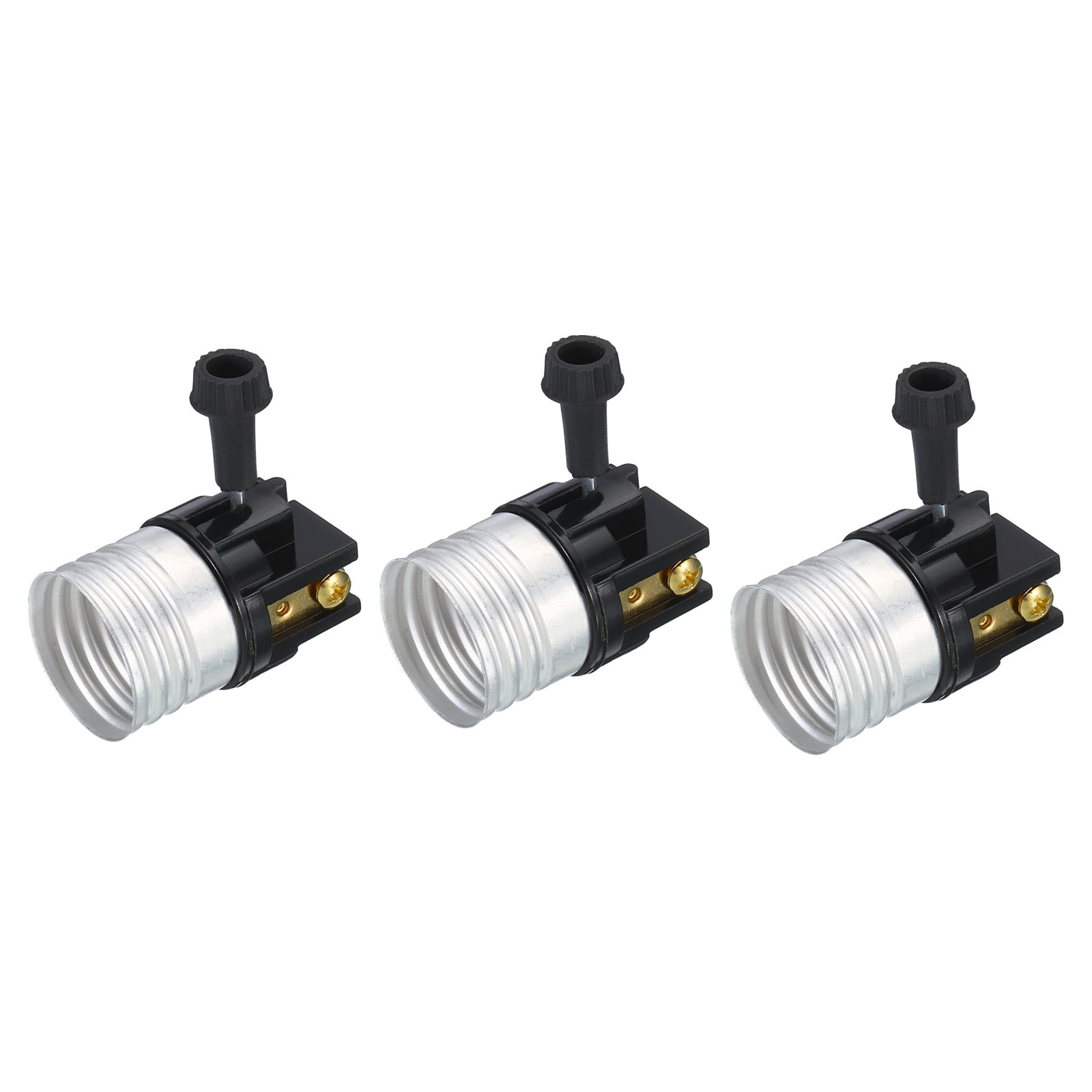 Uxcell Silver Black Plastic 3 Way Lamp Socket Replacement with Turn ...