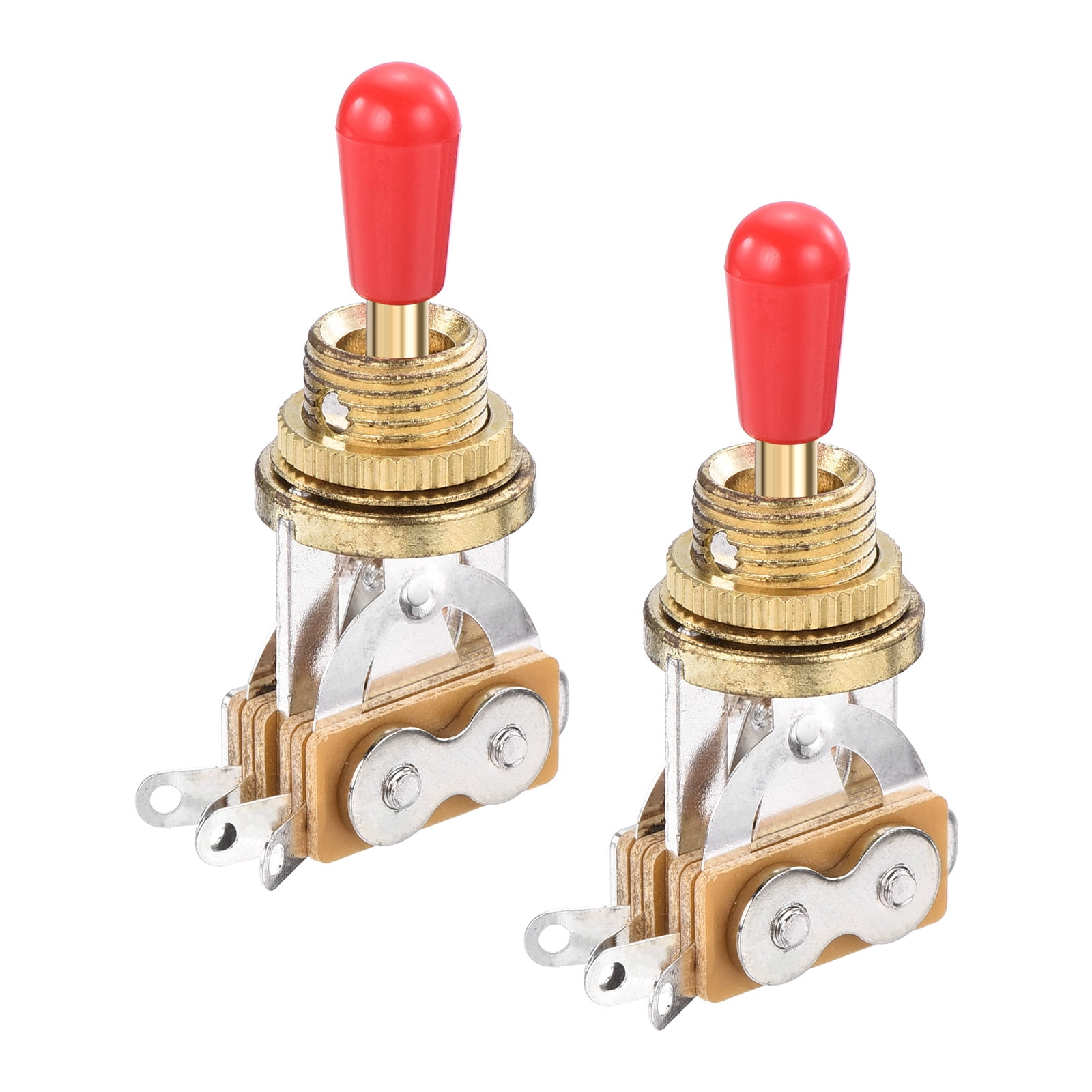 Uxcell 3 Way Short Straight Guitar Toggle Switch Pickup Selector Gold with Red Tip Knob Cap ...