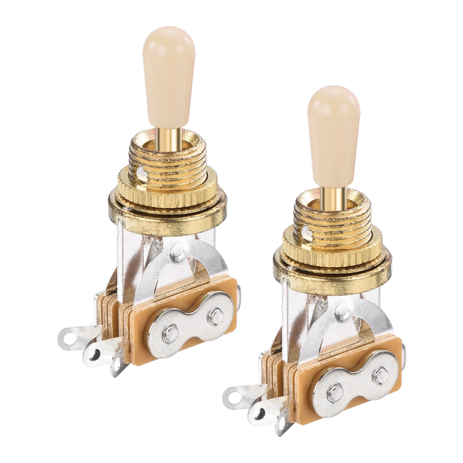 Uxcell 3 Way Short Straight Guitar Toggle Switch Pickup Selector Gold with Yellow Tip Knob Caps ...