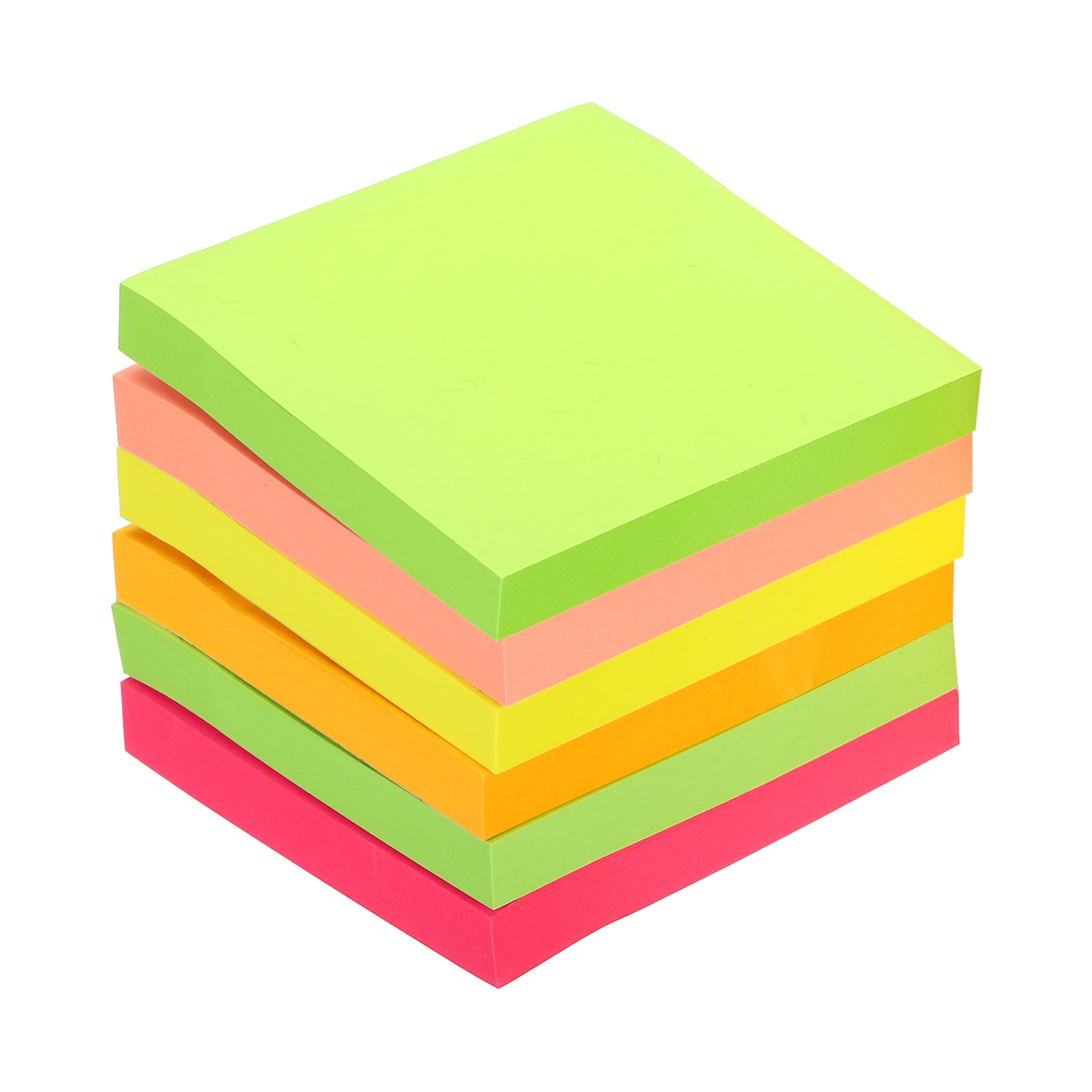 Uxcell 3" x 3" Fluorescent Sticky Notes, Colorful Self-Stick Note Pads ...