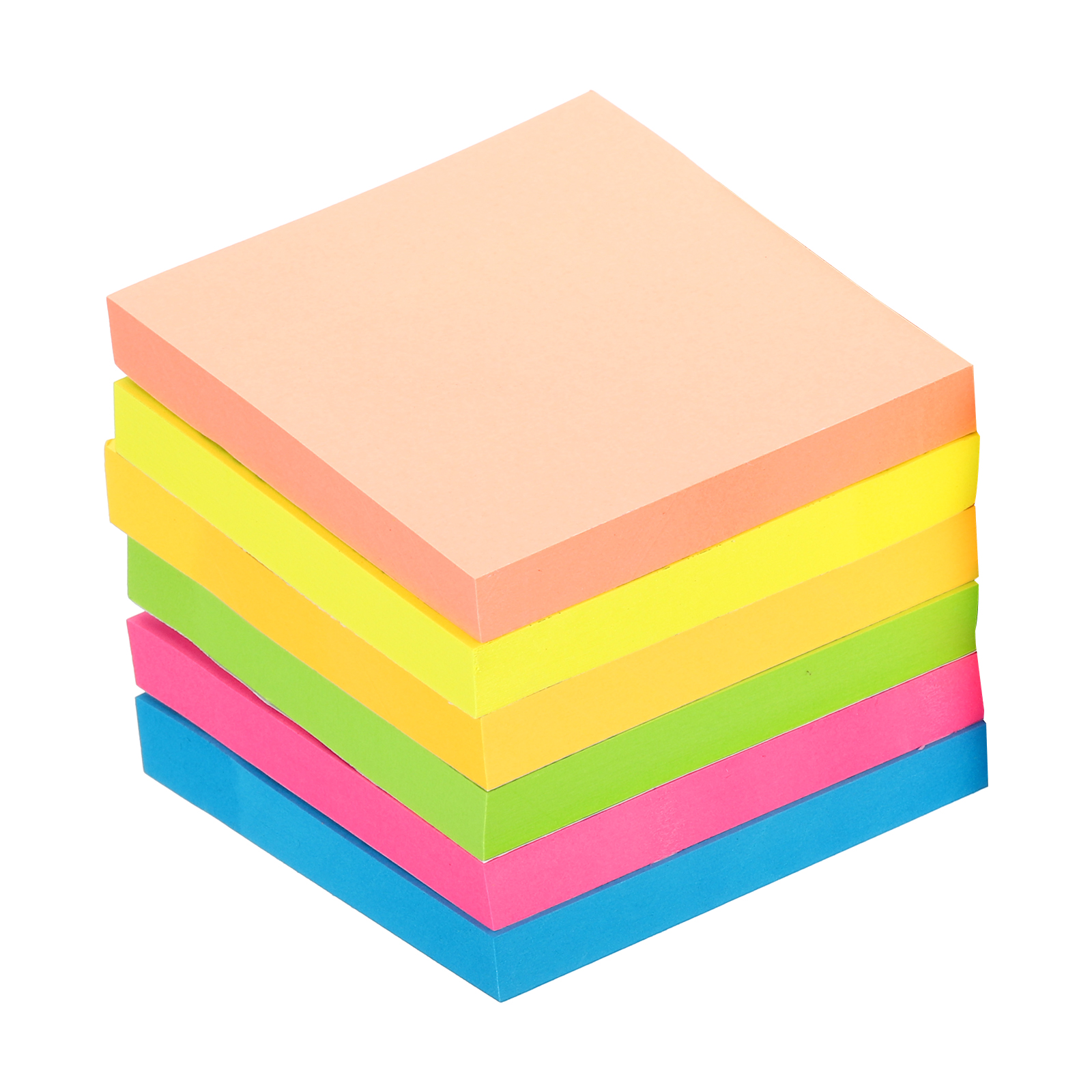 Uxcell 3" x 3" Fluorescent Sticky Notes, Self-Stick Note Pads 100 ...