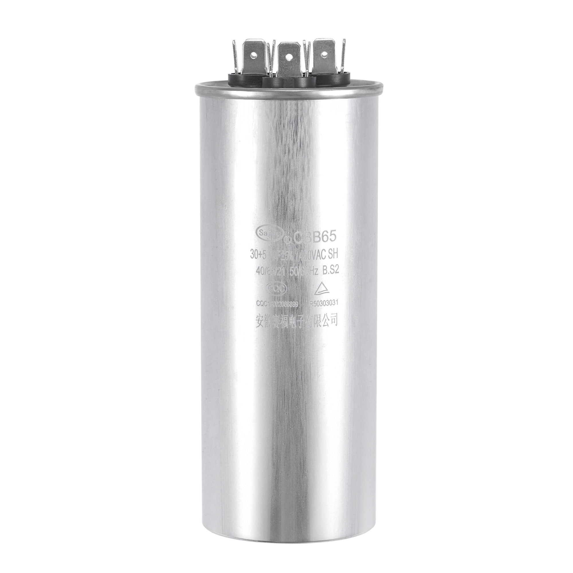 Uxcell 30/5uF 450V AC Aluminum Case with Terminal Round CBB65 Dual Run Capacitor - Walmart.com