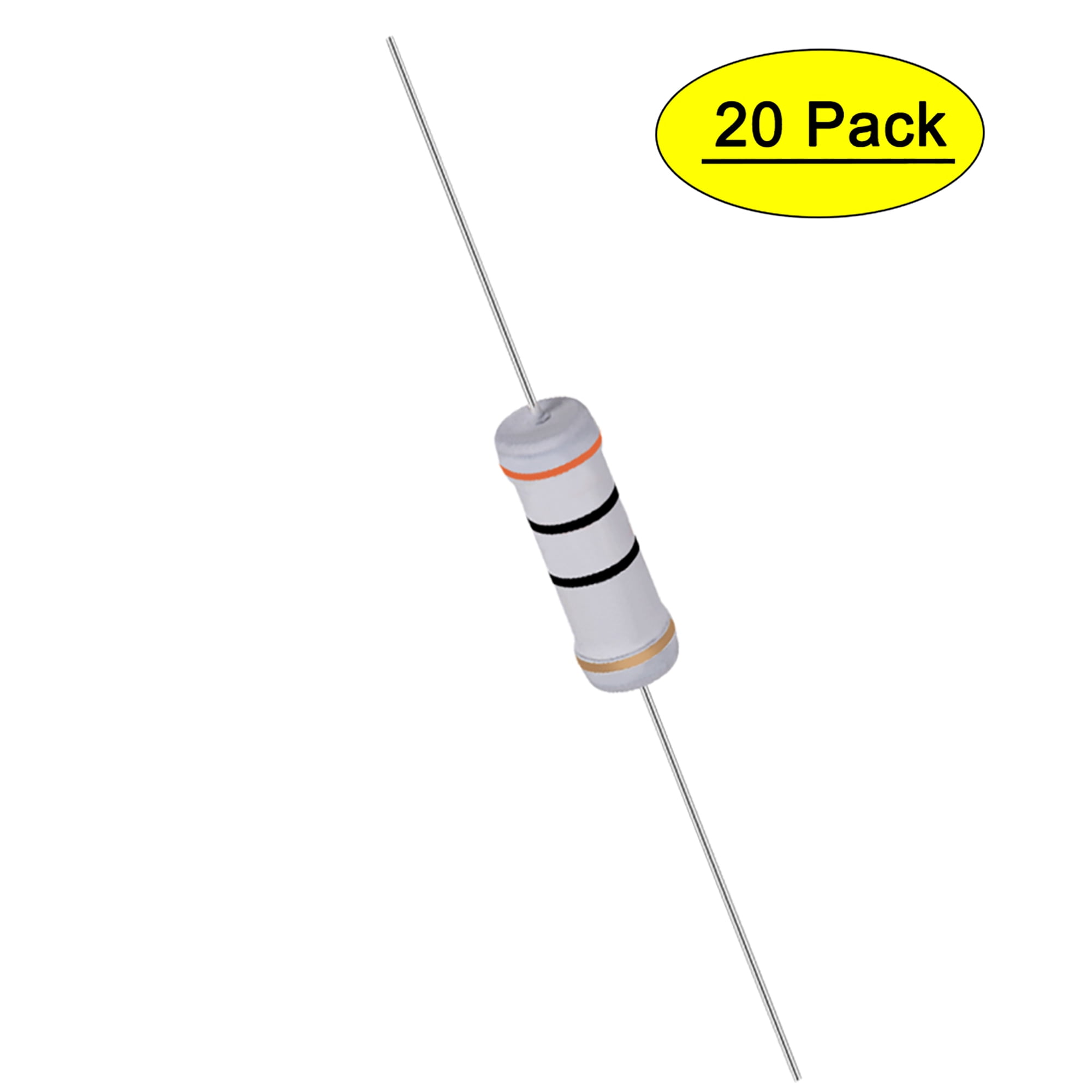 Uxcell 30 Ohm 3W ±5% Tolerance Axile Lead Metal Oxide Film Resistor 20 ...