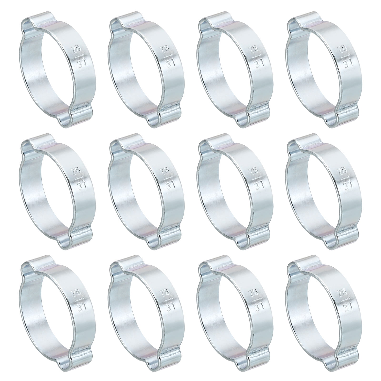 Uxcell 30 Pack 28-31mm Double Ear Hose Clamp, Galvanized Steel Crimp ...