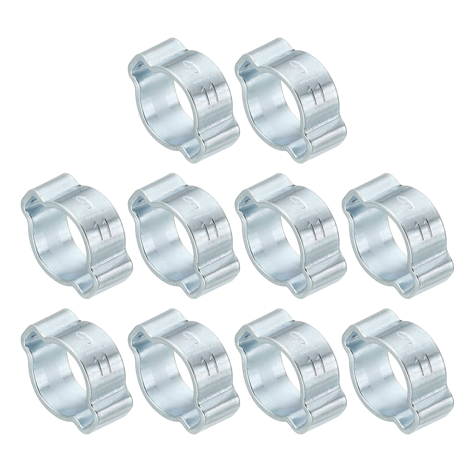 Uxcell 30 Pack 9-11mm Double Ear Hose Clamp, Galvanized Steel Crimp ...