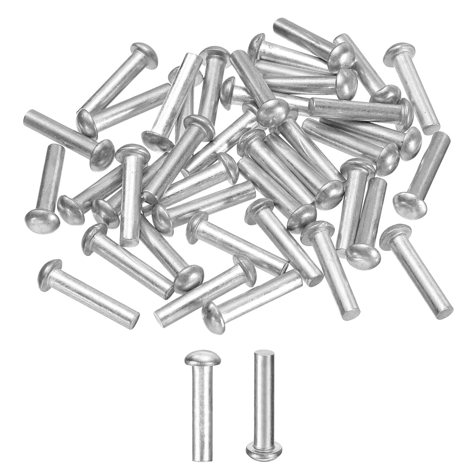 Uxcell 30 Pack Brazier Head Solid Aluminum Rivets, M3 Dia x 14mm Length ...