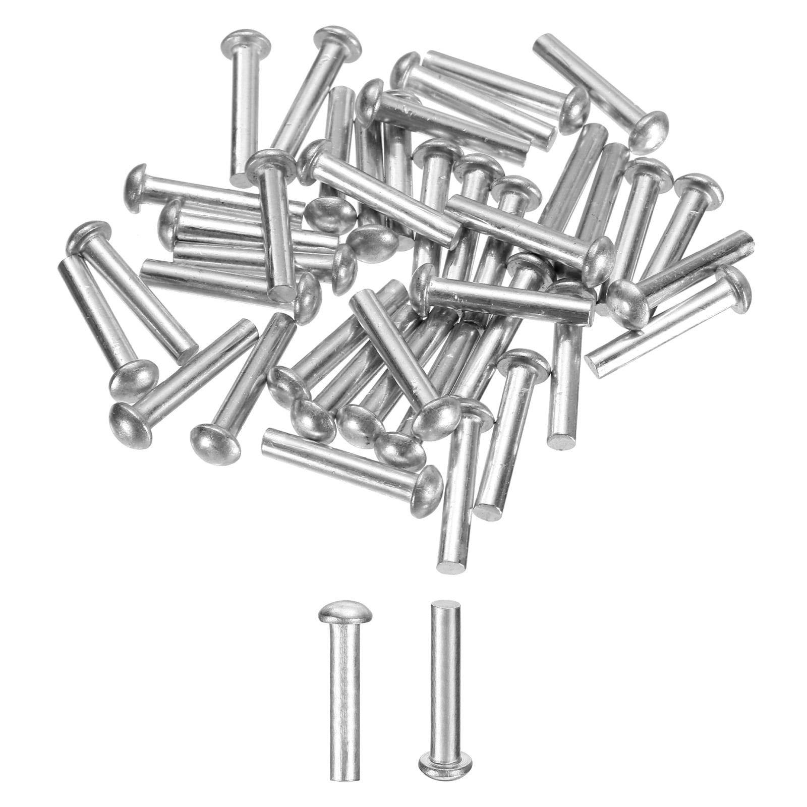 Uxcell 30 Pack Brazier Head Solid Aluminum Rivets, M3 Dia x 16mm Length ...