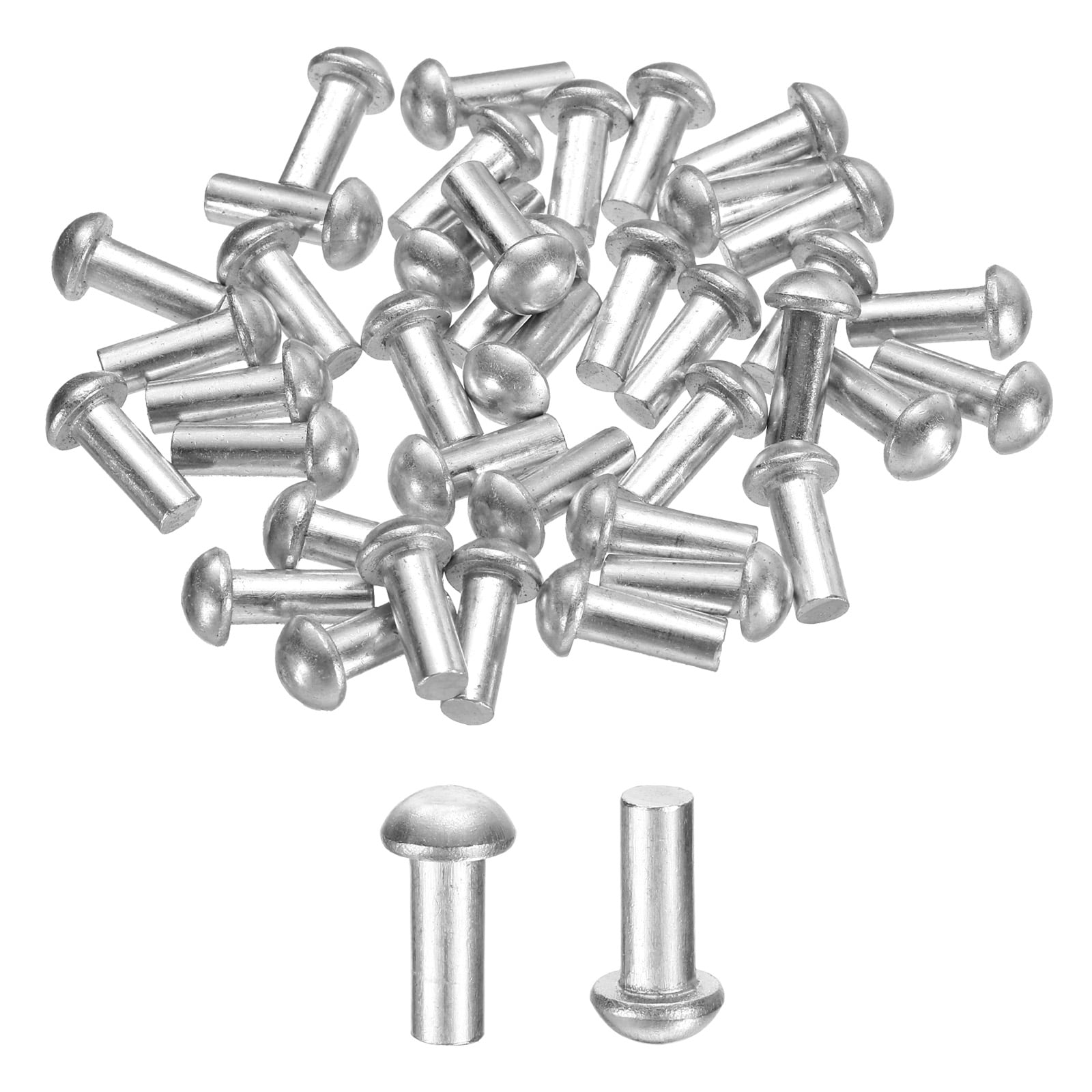 Uxcell 30 Pack Brazier Head Solid Aluminum Rivets, M4 Dia x 10mm Length ...