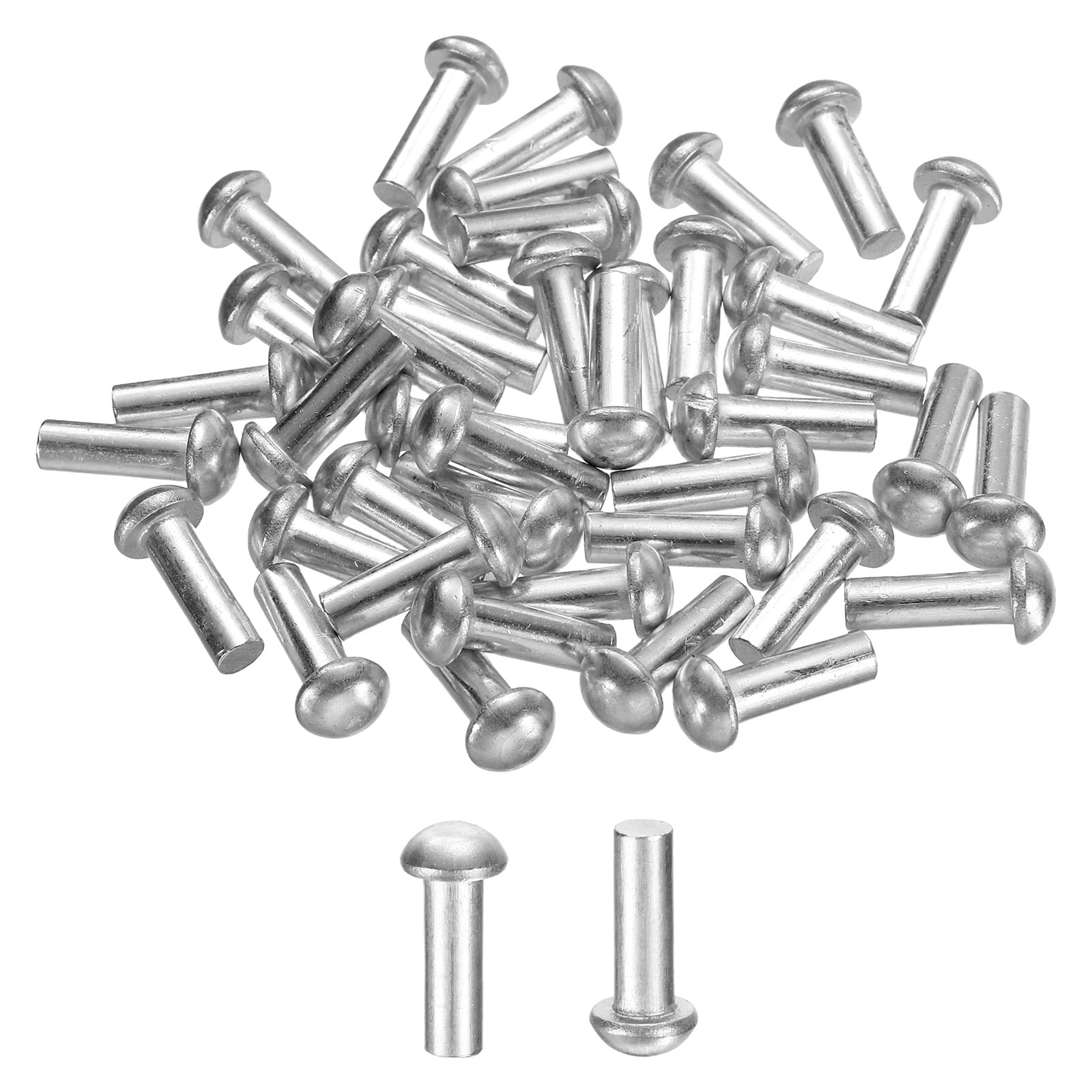 Uxcell 30 Pack Brazier Head Solid Aluminum Rivets, M4 Dia x 12mm Length ...