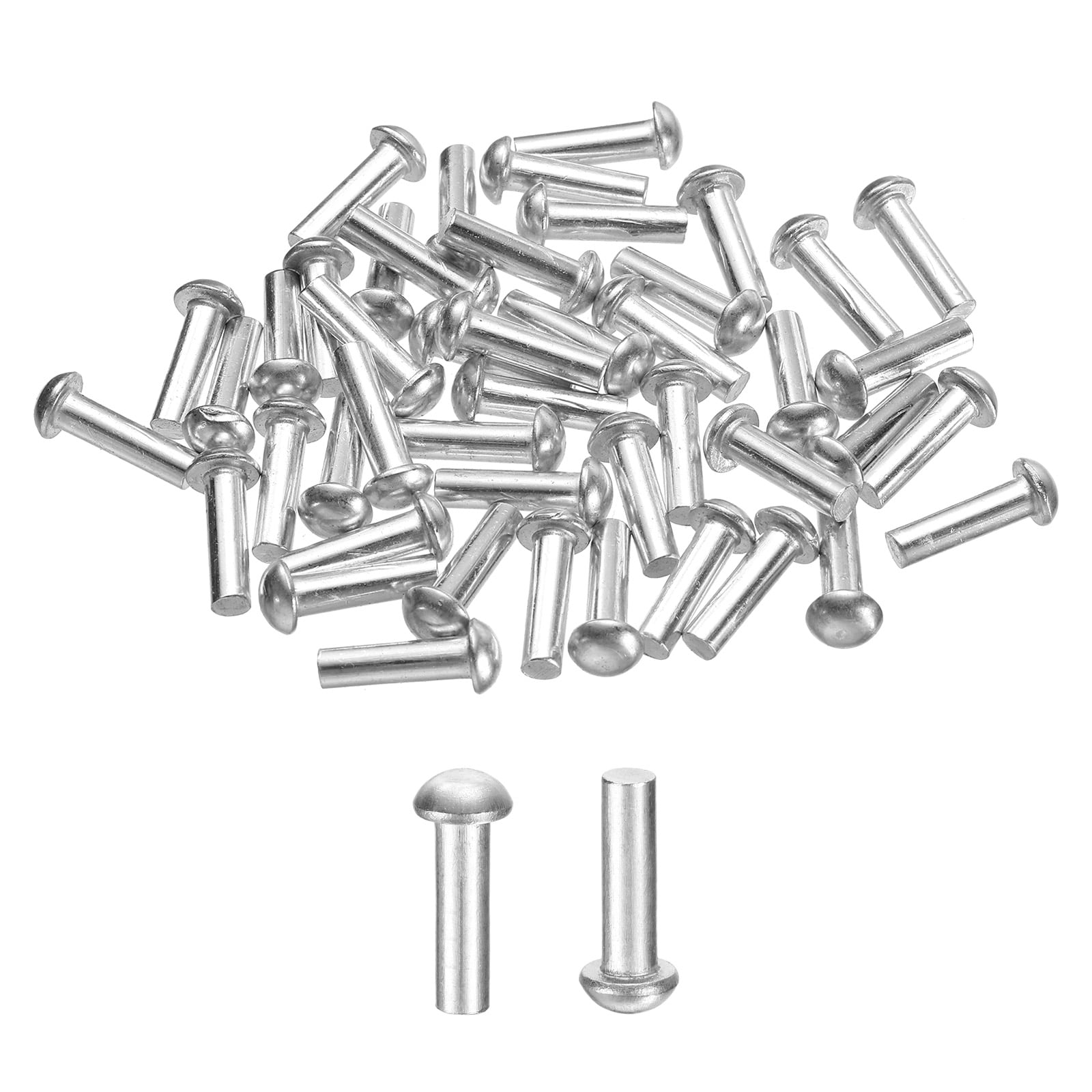 Uxcell 30 Pack Brazier Head Solid Aluminum Rivets, M4 Dia x 14mm Length ...