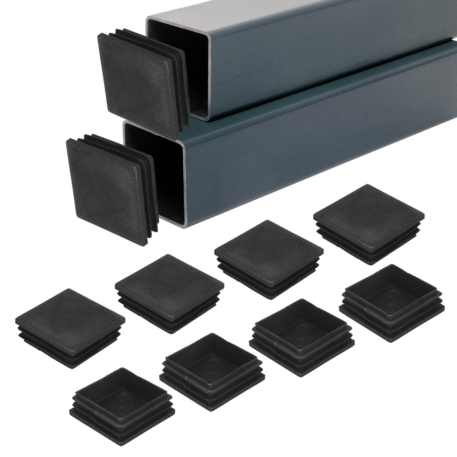 Uxcell 30-Pack Square Tubing End Caps, 2.4Inch/60mm Plastic Tube Plugs ...