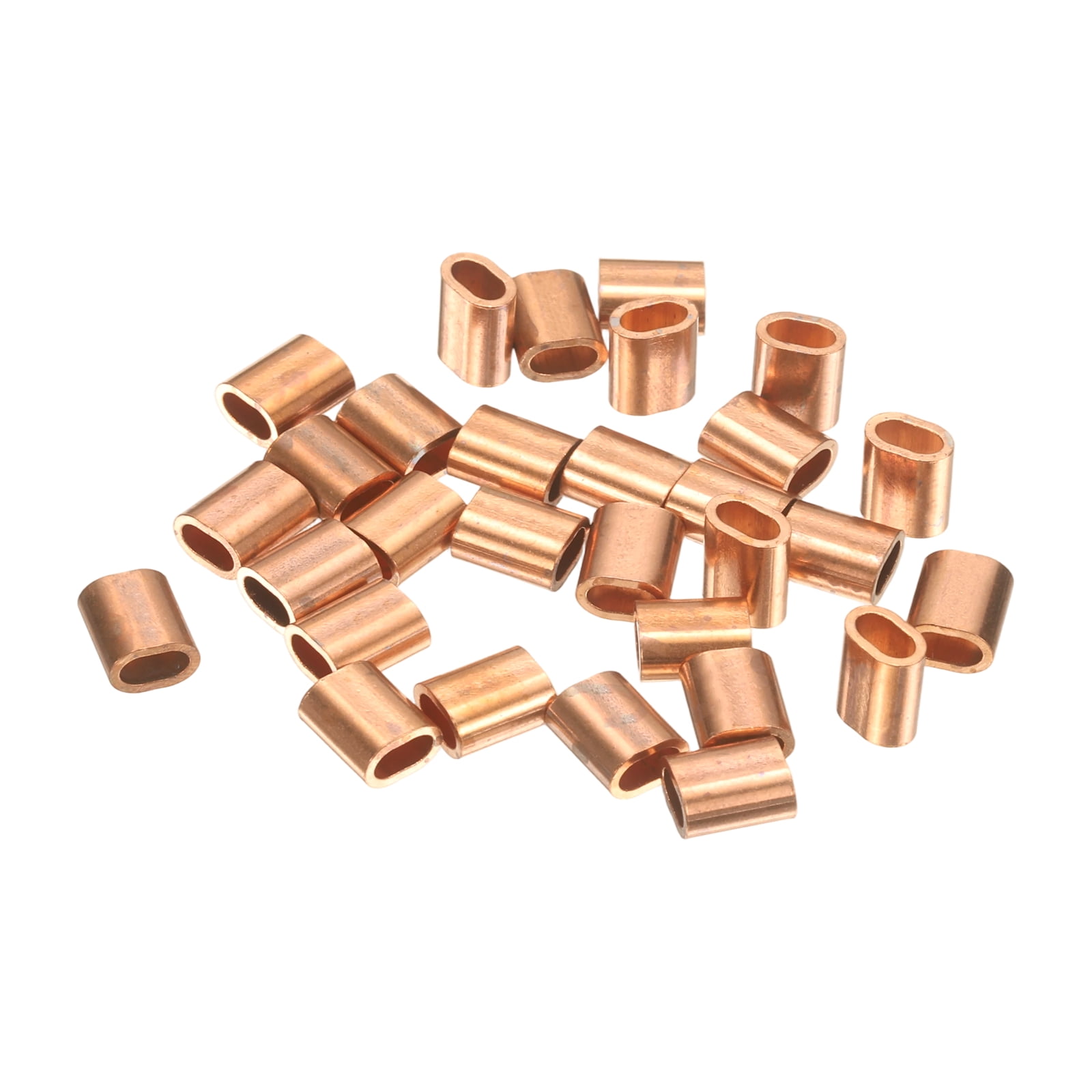 Uxcell 30 Pcs Copper Crimping Loop Sleeve, 3/32 Inch(2.5mm) Oval Wire ...