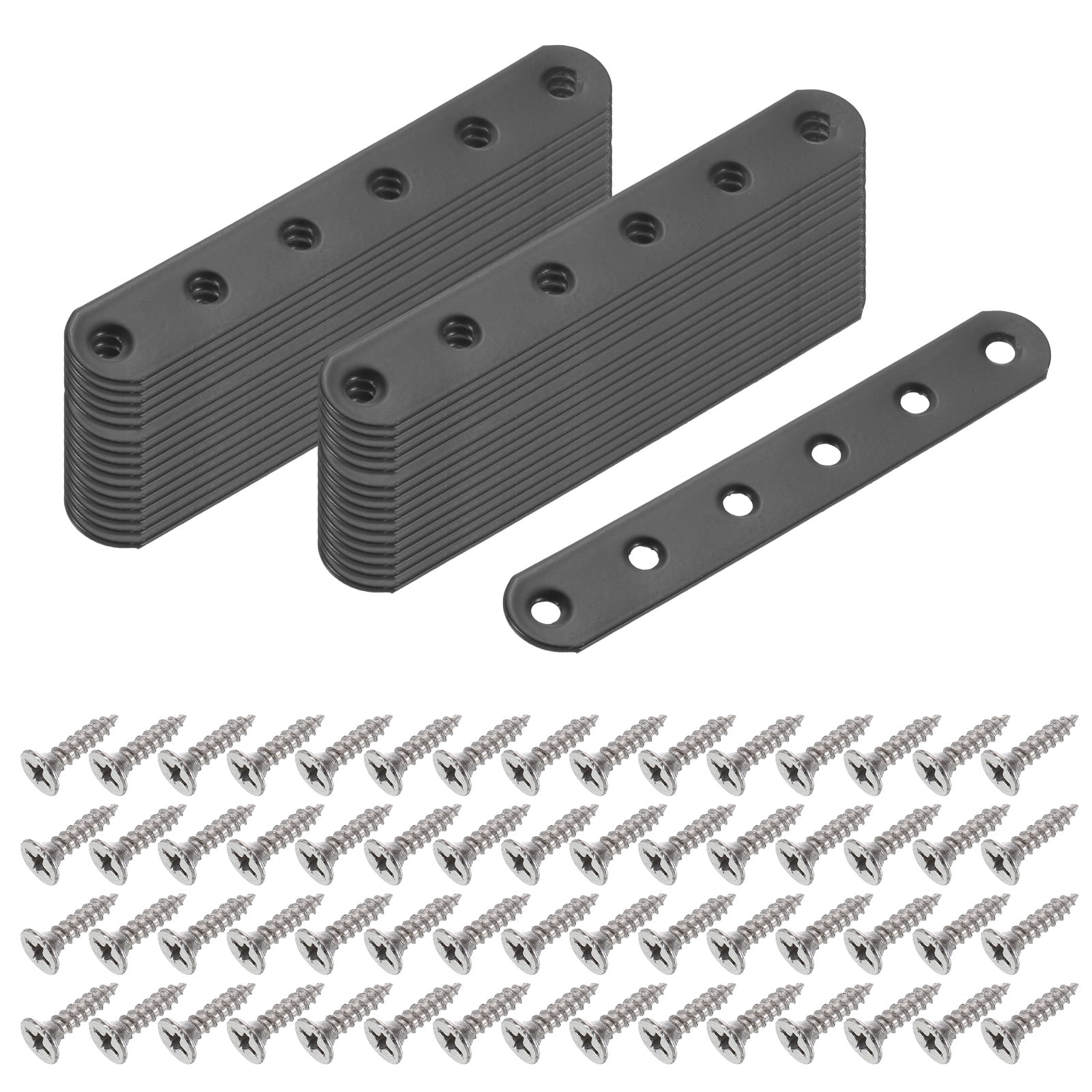 Uxcell 30 Pcs Flat Straight Brackets, 115mm x 5mm Iron Brace Plate with ...