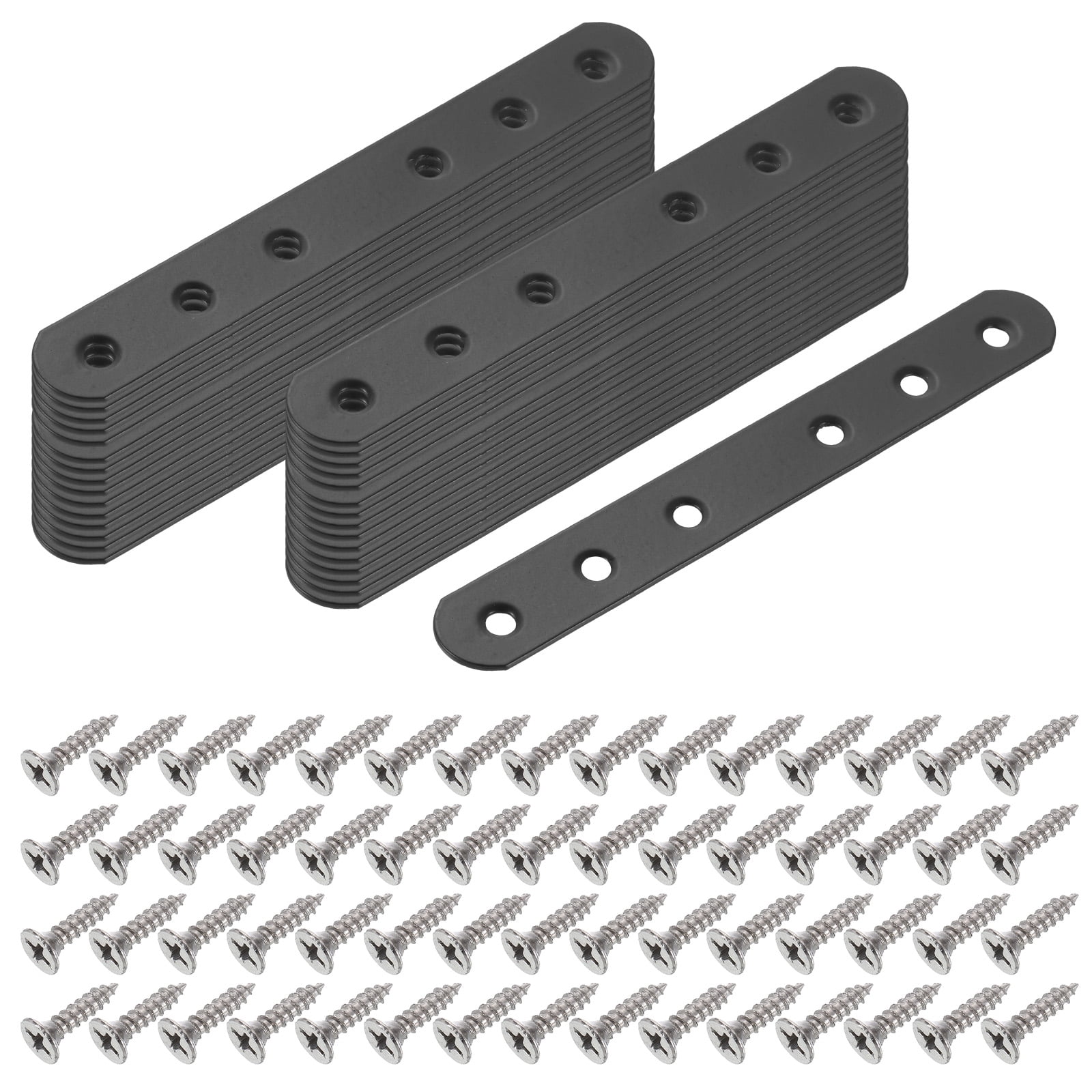 Uxcell 30 Pcs Flat Straight Brackets, 135mm x 5mm Iron Brace Plate with ...