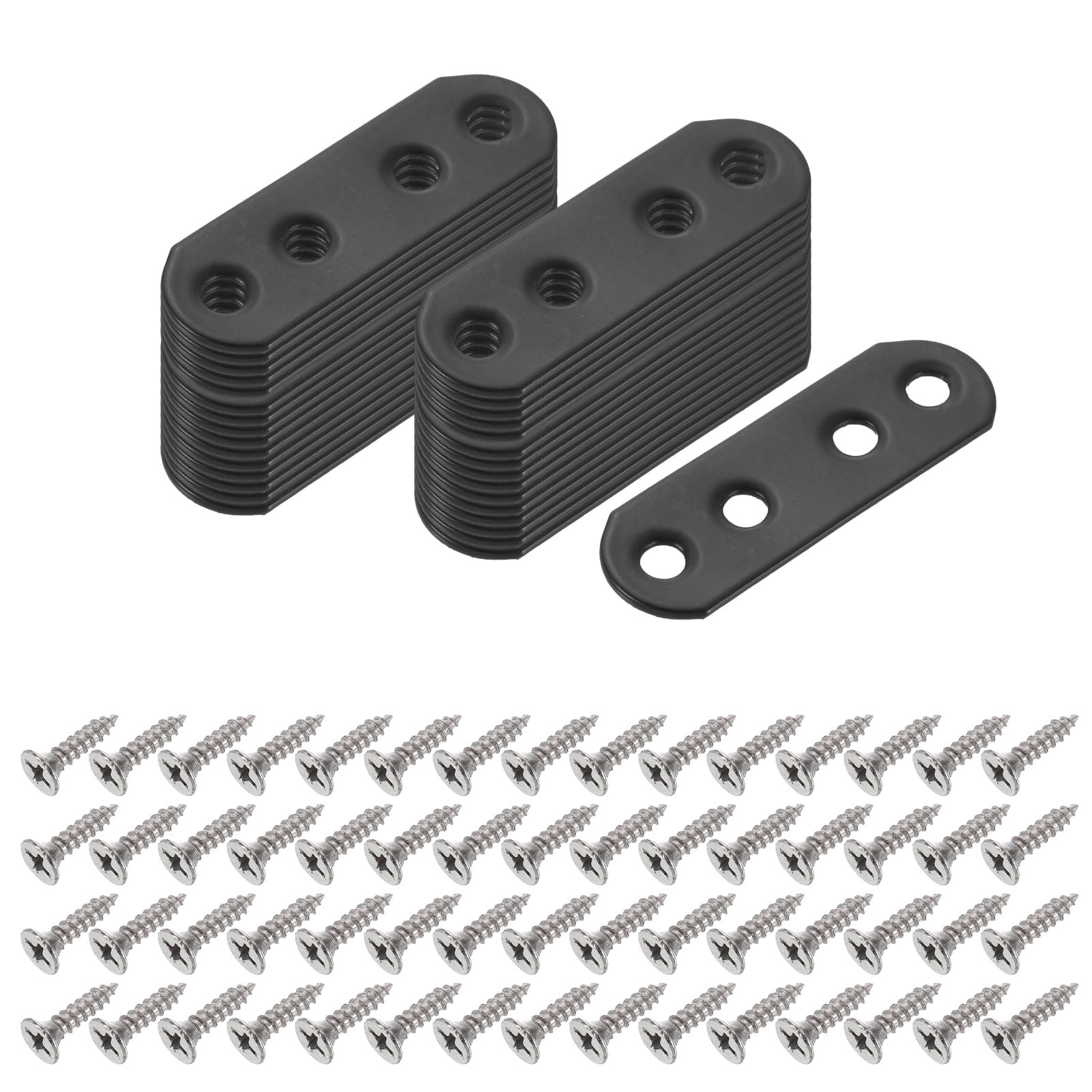 Uxcell 30 Pcs Flat Straight Brackets, 55mm x 5mm Iron Brace Plate with ...