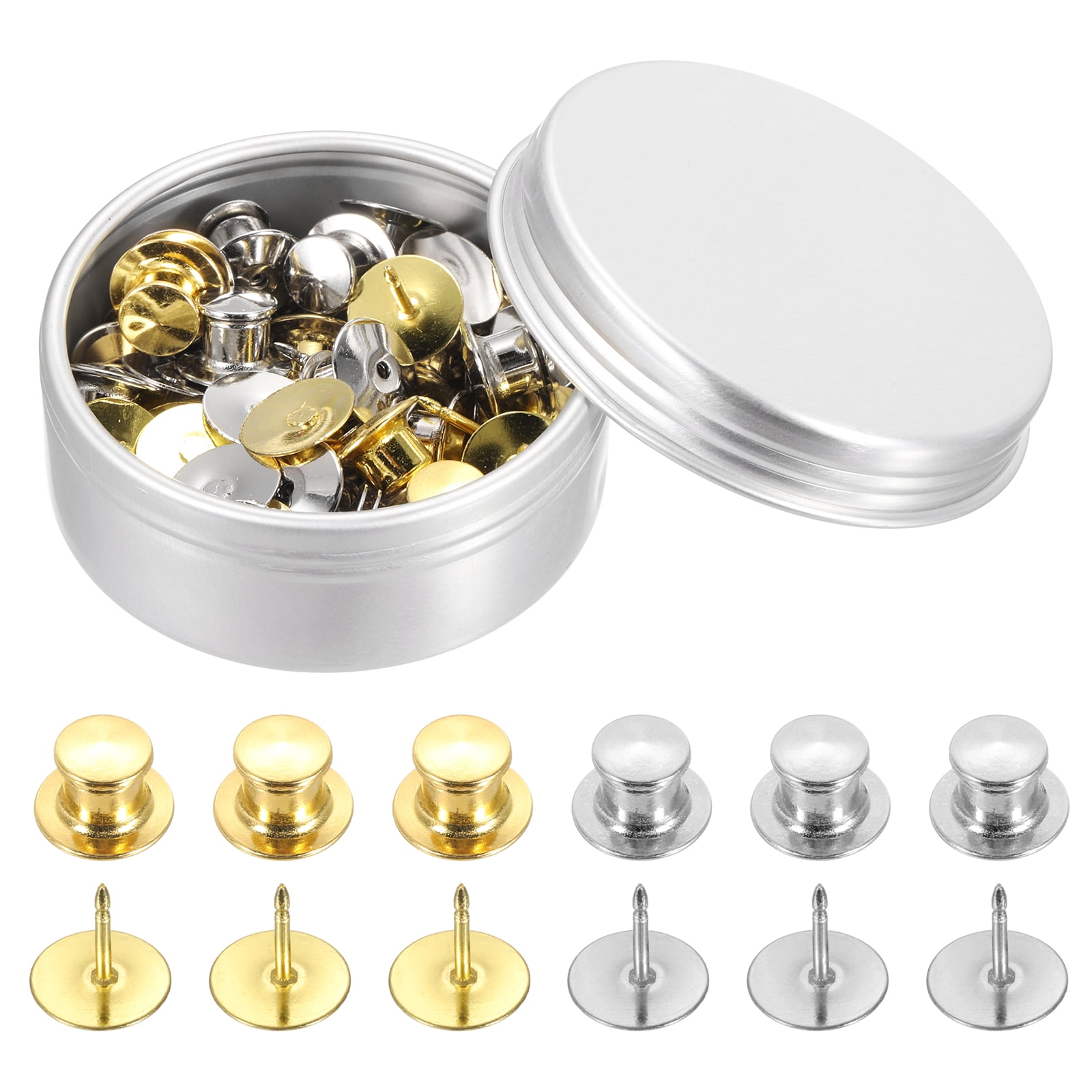 Uxcell 30 Pcs Silver Gold Metal Pin Backs Locking Pin Keepers Locking ...