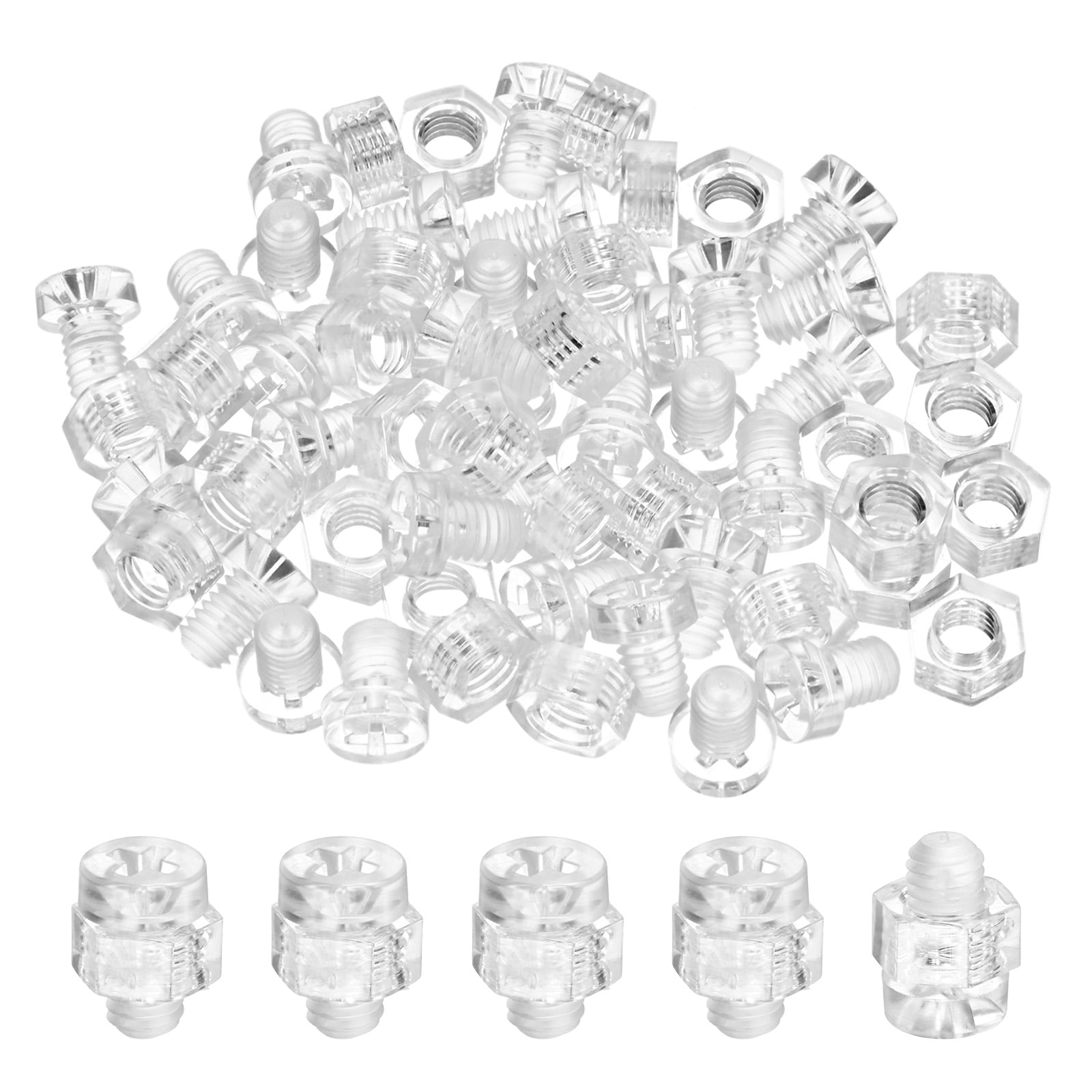 Uxcell 30-Set Clear Transparent Screws and Hex Nuts Kit, M6x8mm Acrylic ...