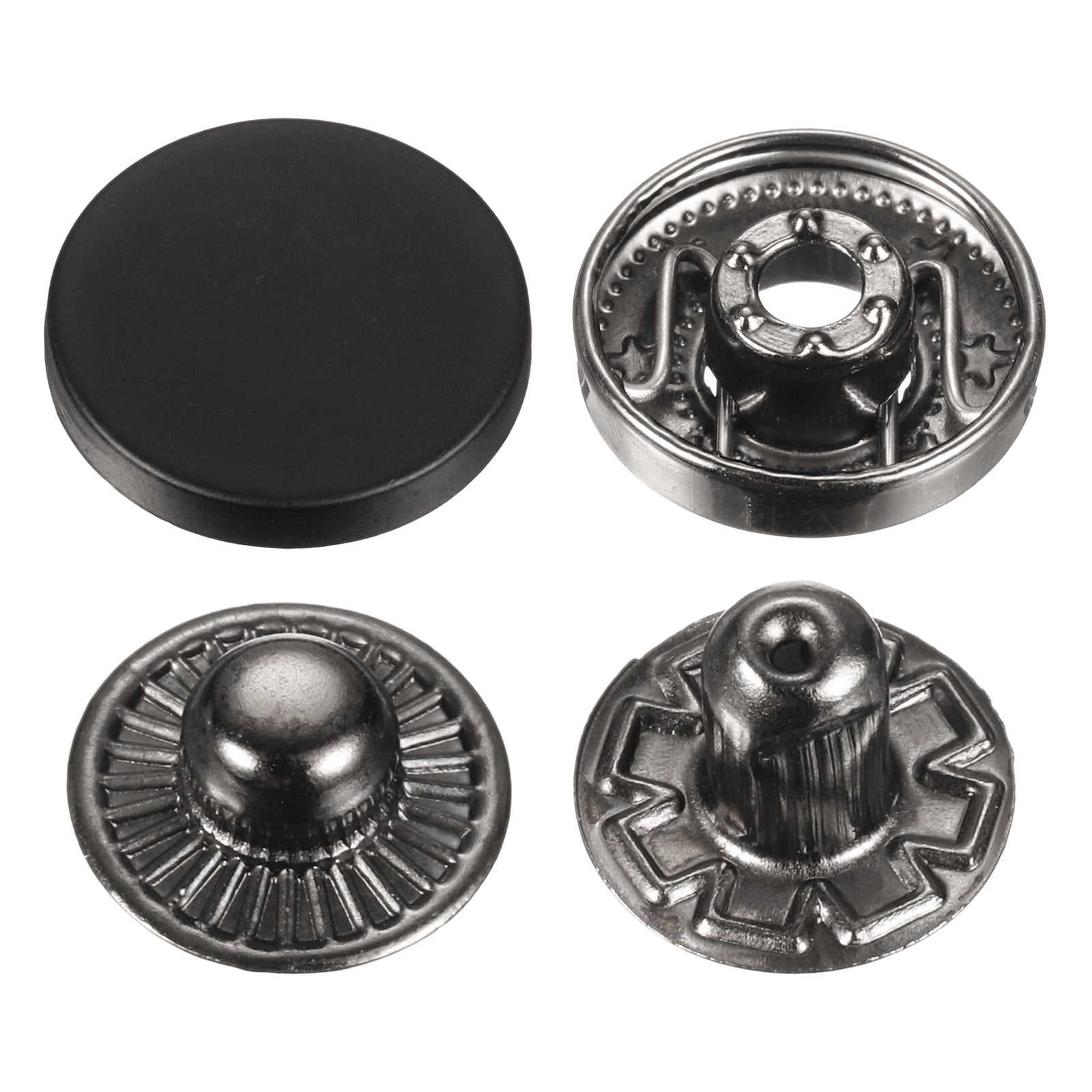 Uxcell 30 Set Press-Stud Cap Button 15mm Metal Snap Fastener for ...