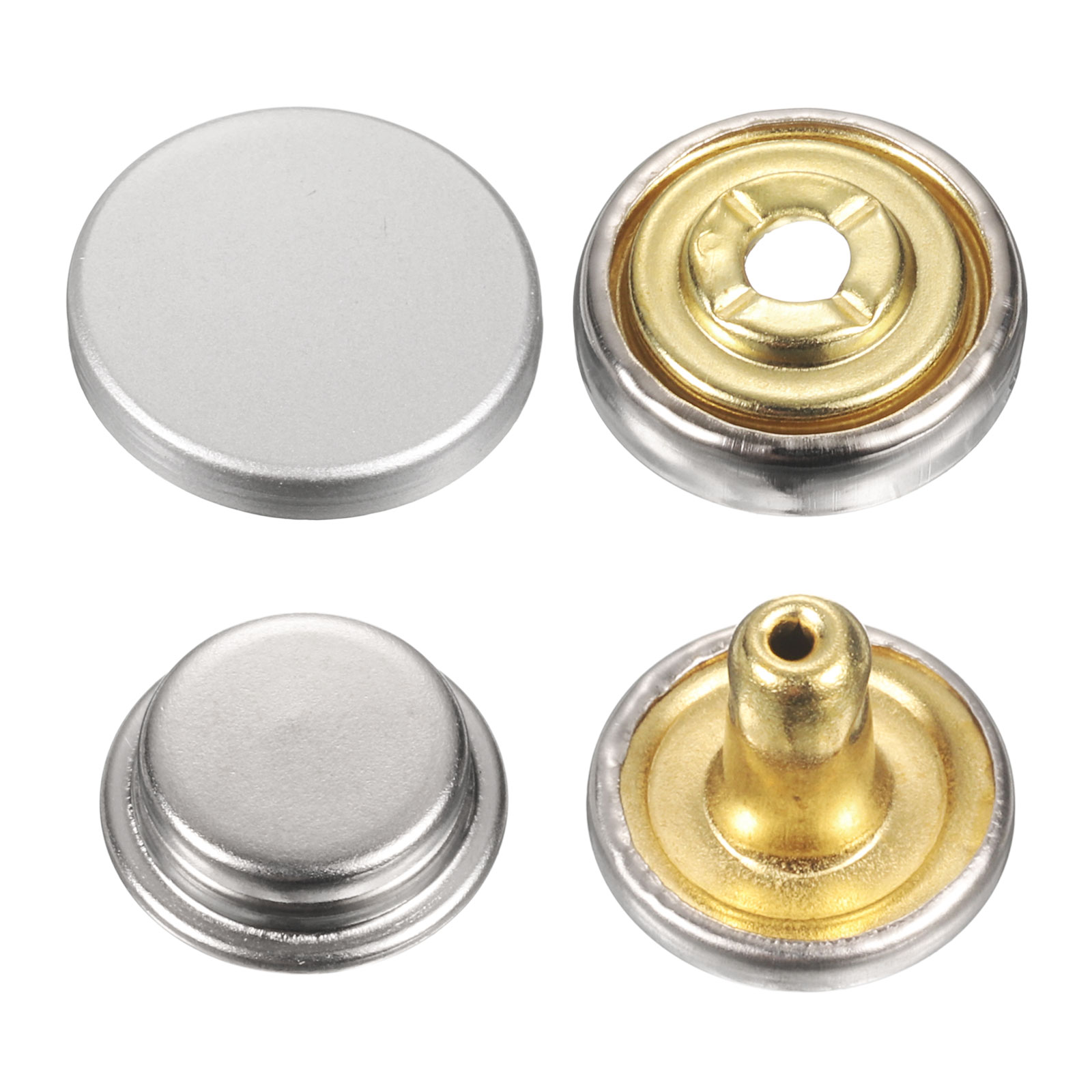 Uxcell 30 Set Press-Stud Cap Button 15mm Metal Snap Fastener for ...