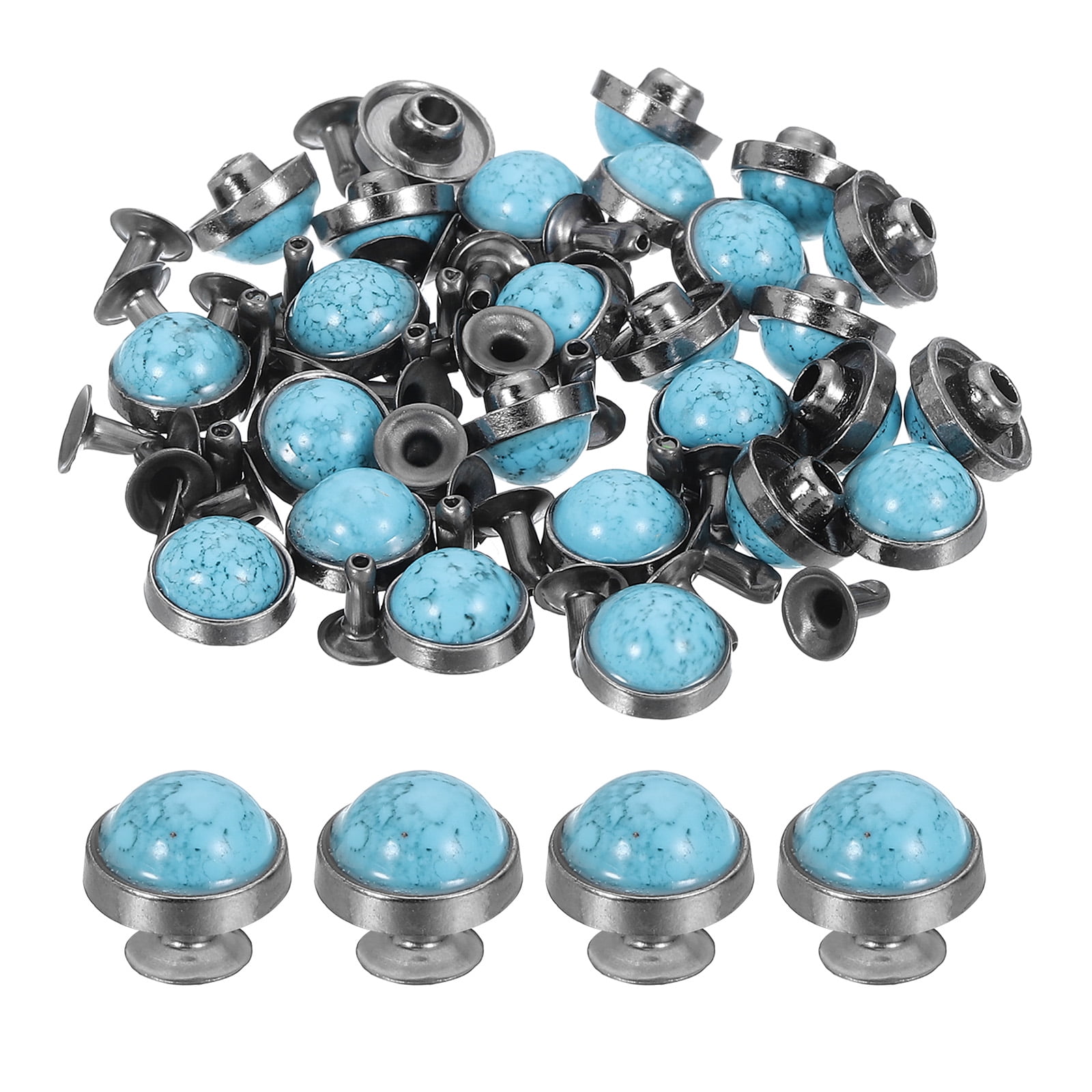Uxcell 30 Set Turquoise Rapid Rivets Studs, 10mm DIY Leather Rivets ...