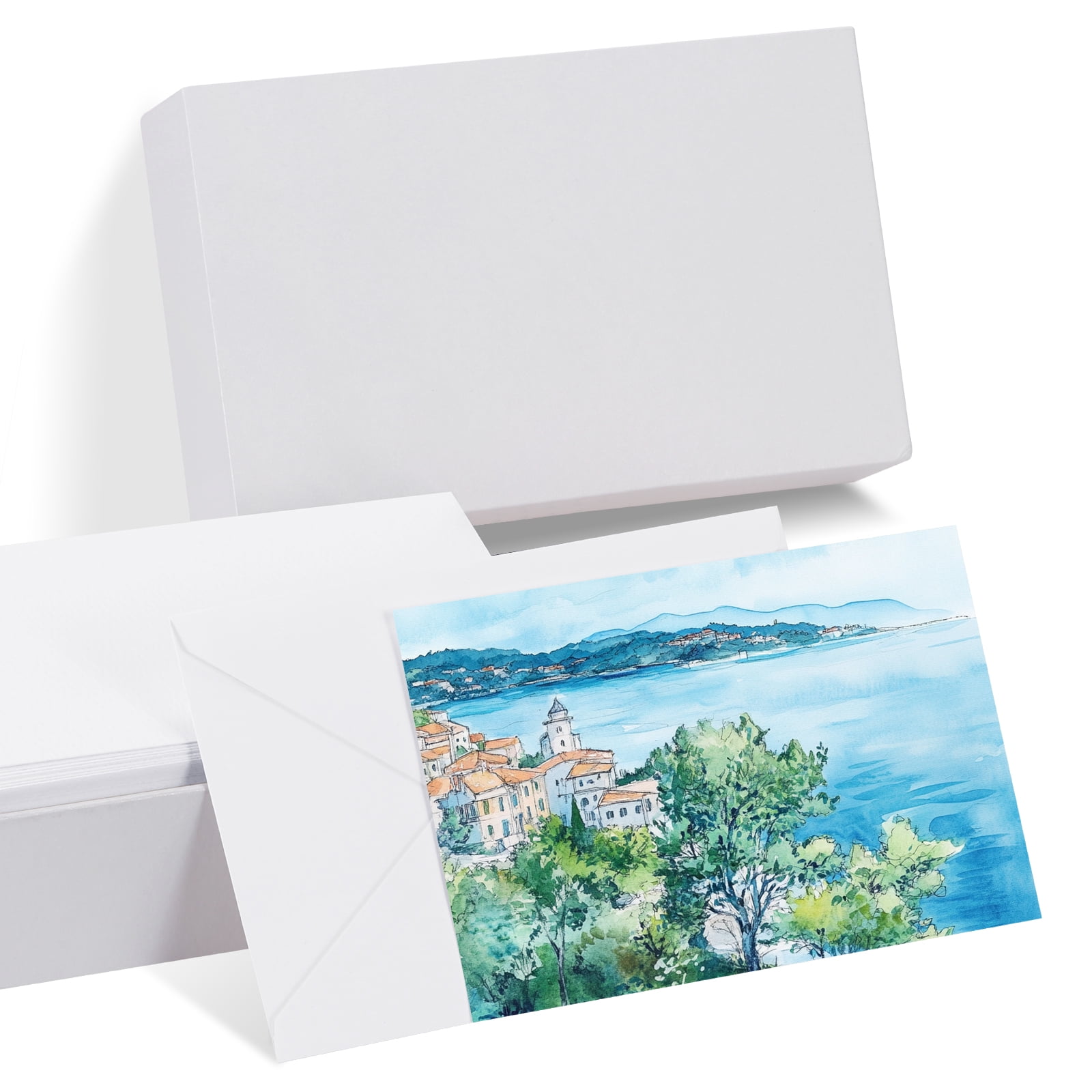 Uxcell 30 Sets Watercolor Cards Postcards with Envelopes 4x6 Inch(White ...