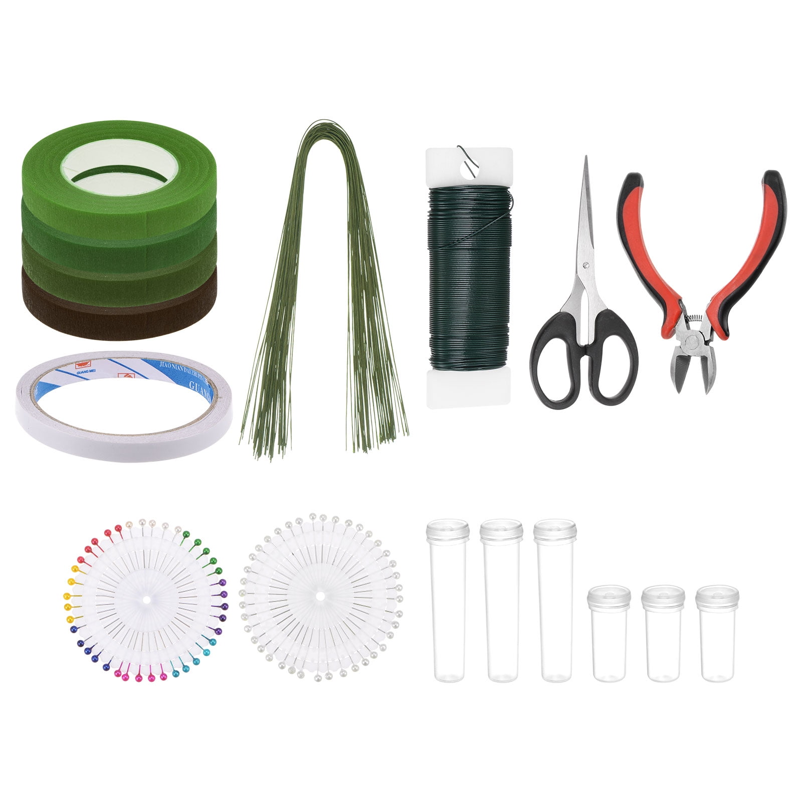 Uxcell 30 Yards Floral Tape Wire Cutter Scissors Double Sided Tape ...