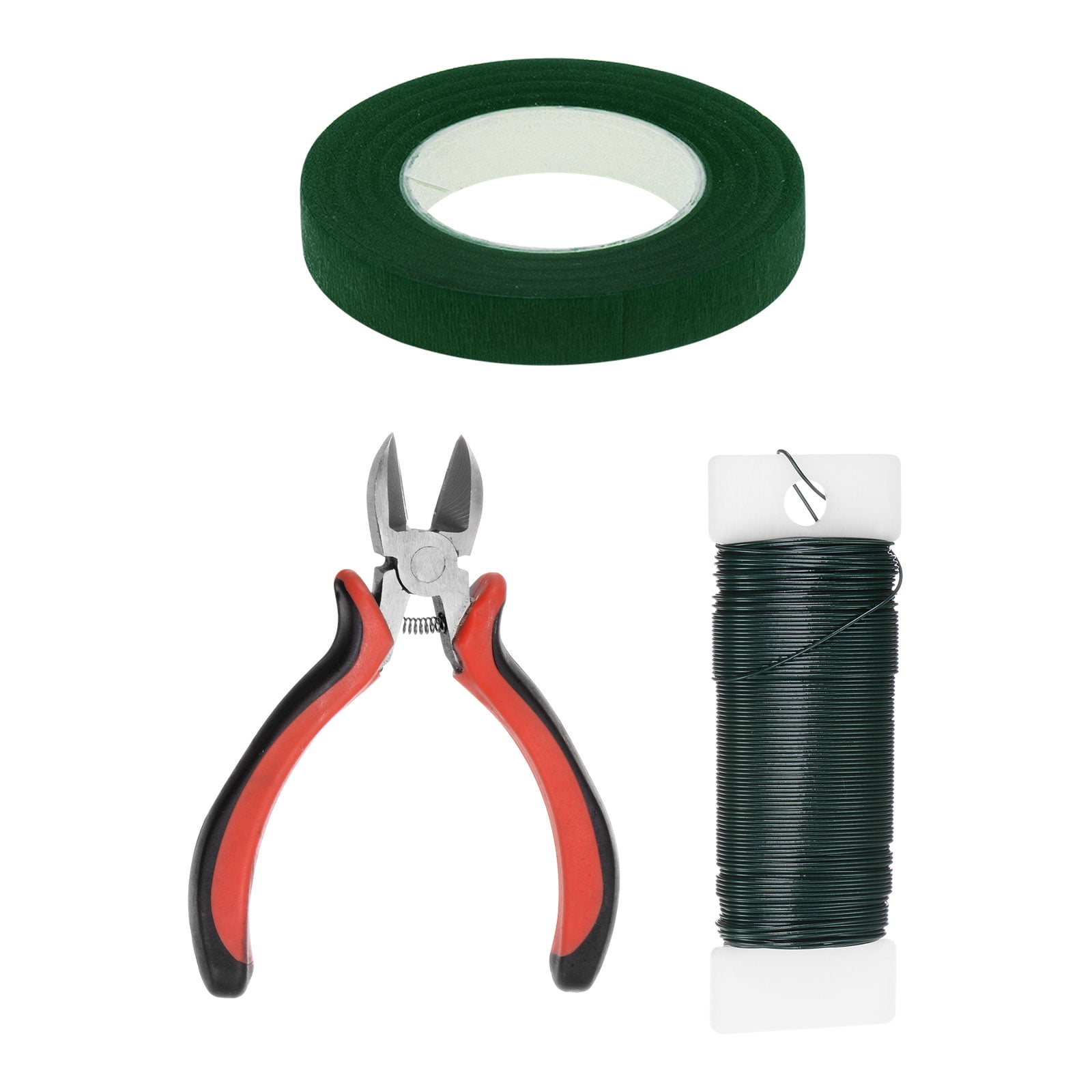 Uxcell 30 Yards Floral Tape and Wire Cutter with 22 Gauge Green Floral ...