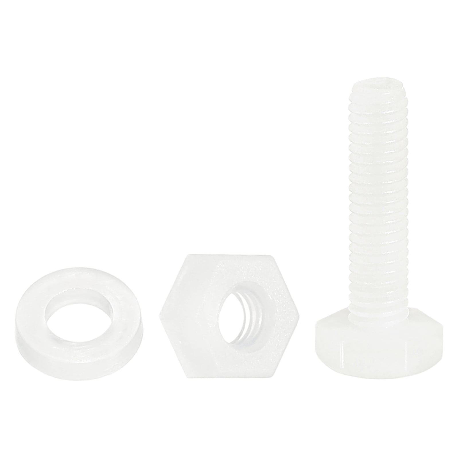 Uxcell 300 Pack/100 Sets Nylon Hex Bolts, M3 x 12mm Plastic Full ...