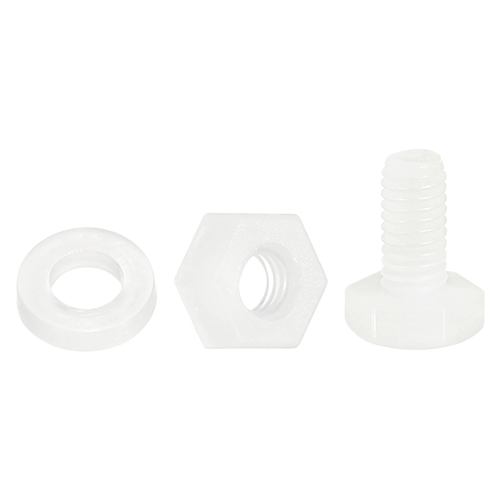 Uxcell 300 Pack/100 Sets Nylon Hex Bolts, M3 x 6mm Plastic Full ...