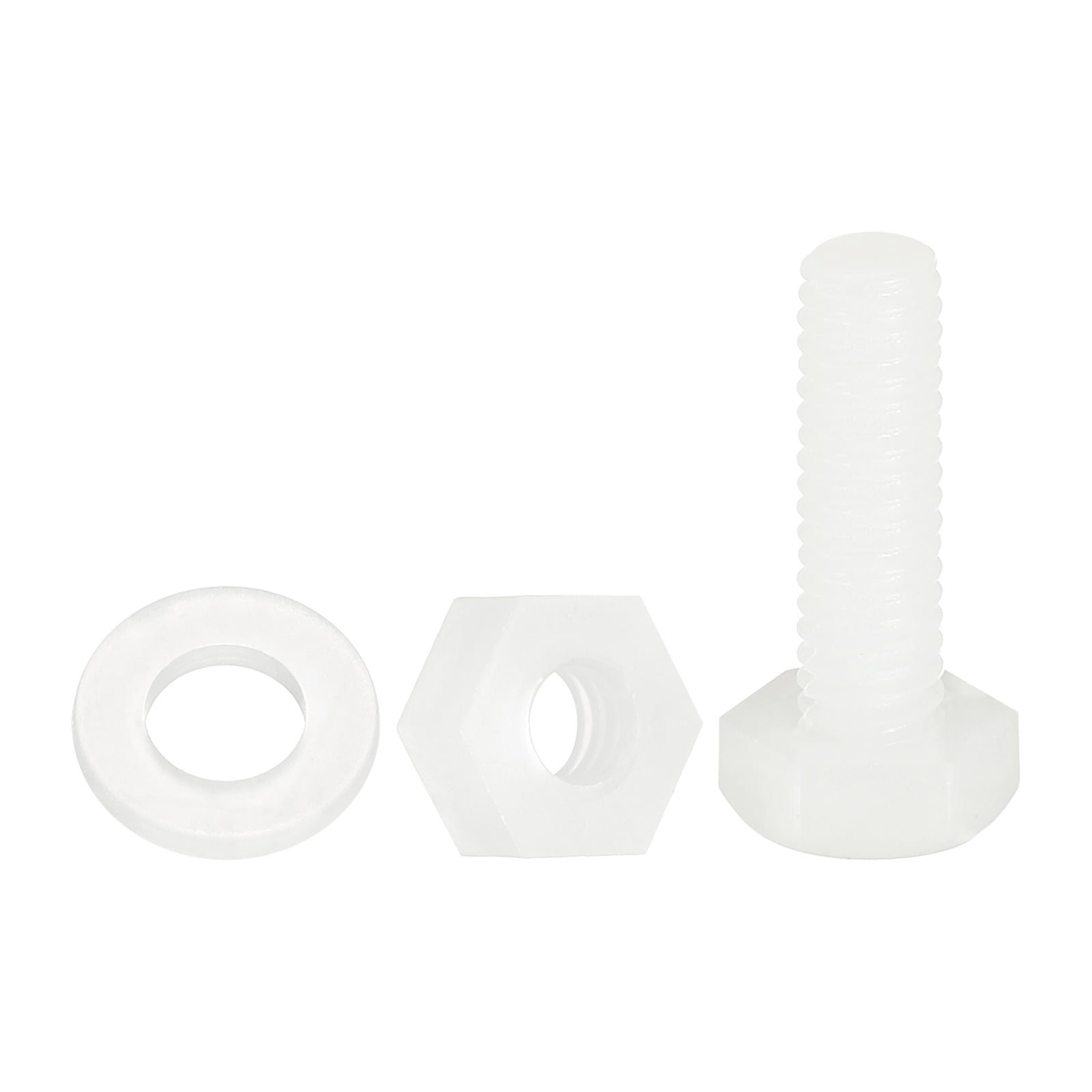 Uxcell 300 Pack/100 Sets Nylon Hex Bolts, M4 x 15mm Plastic Full ...