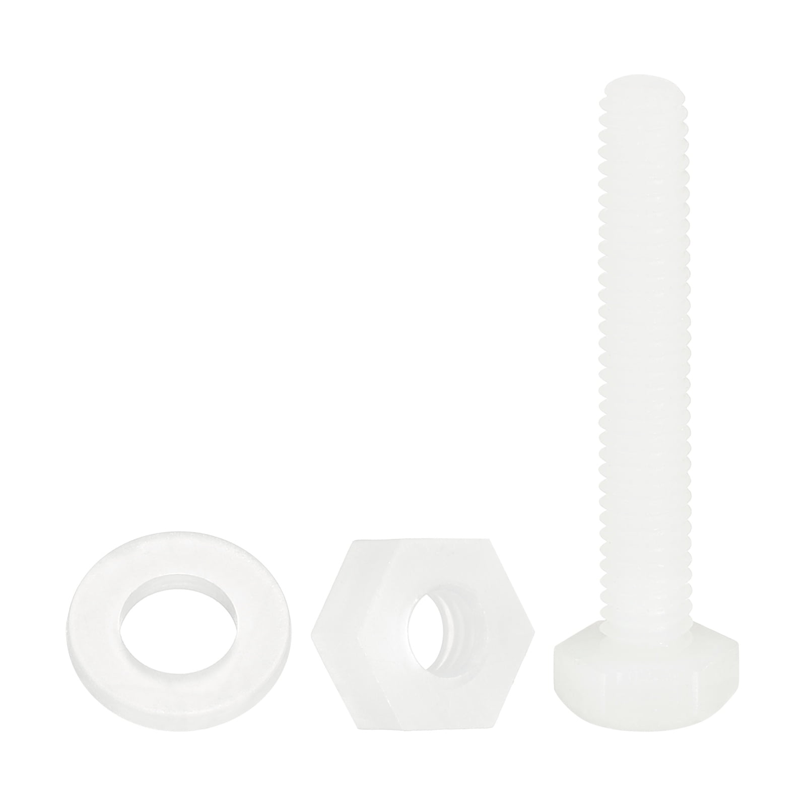 Uxcell 300 Pack/100 Sets Nylon Hex Bolts, M4 x 25mm Plastic Full ...