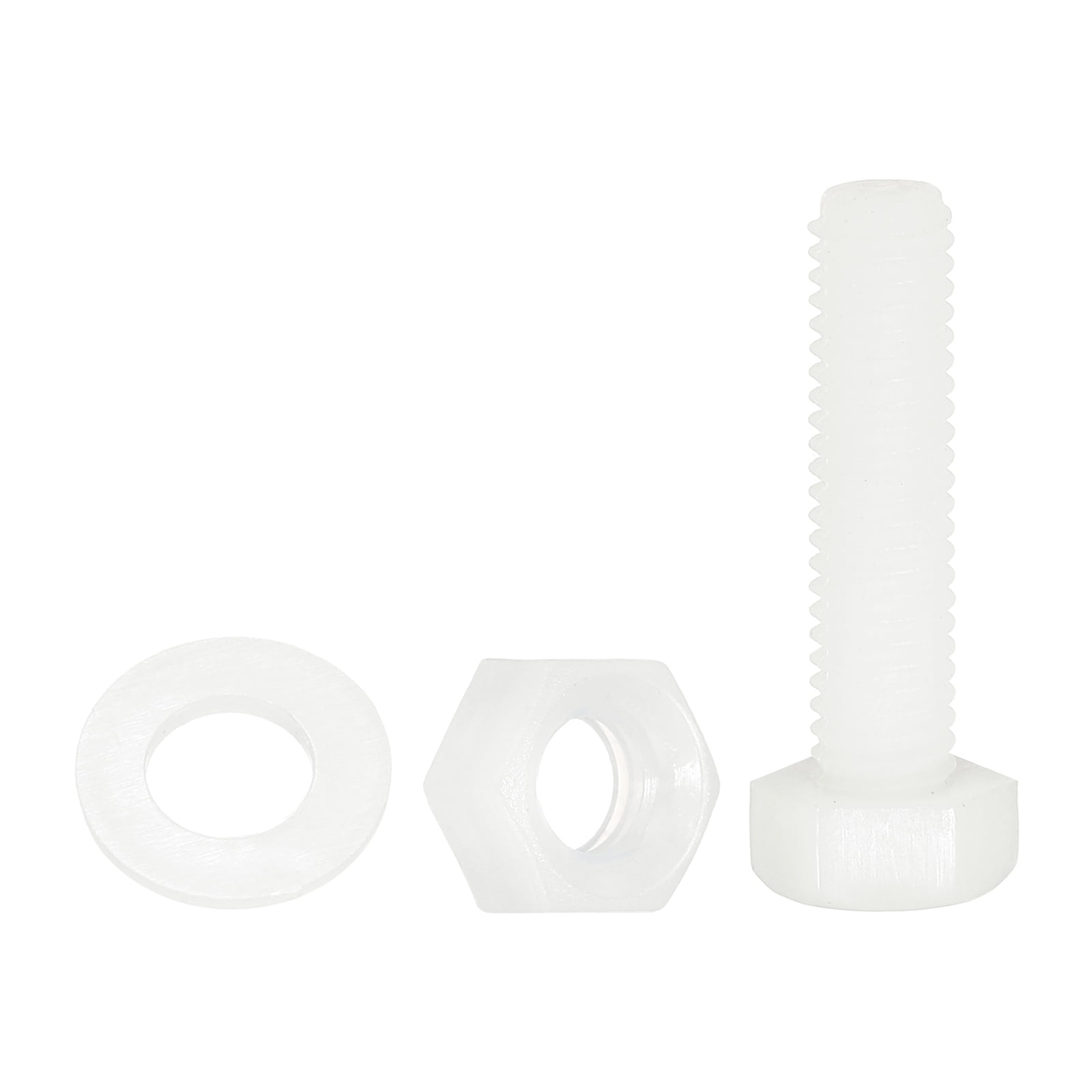 Uxcell 300 Pack/100 Sets Nylon Hex Bolts, M5 x 20mm Plastic Full ...