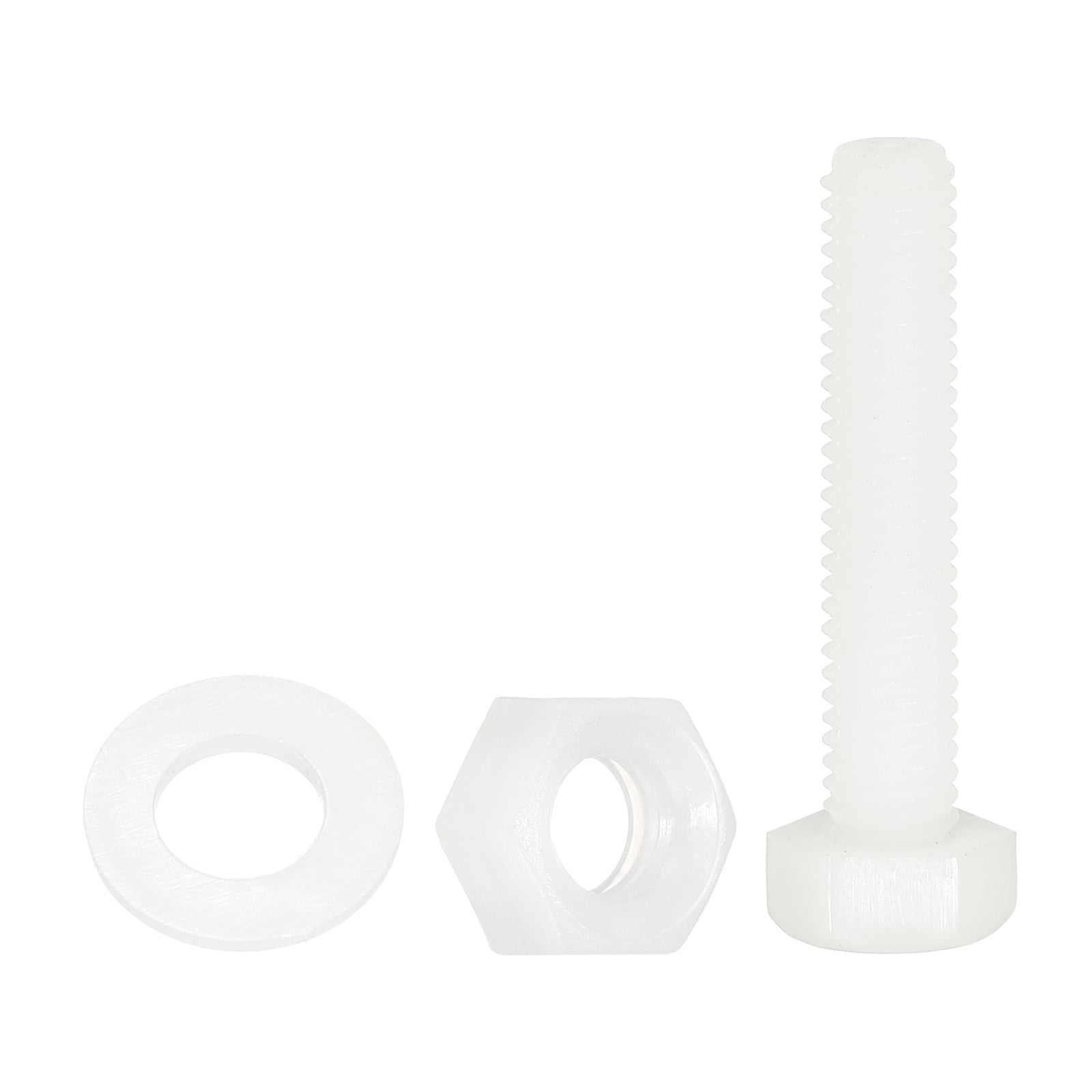 Uxcell 300 Pack/100 Sets Nylon Hex Bolts, M5 x 25mm Plastic Full ...