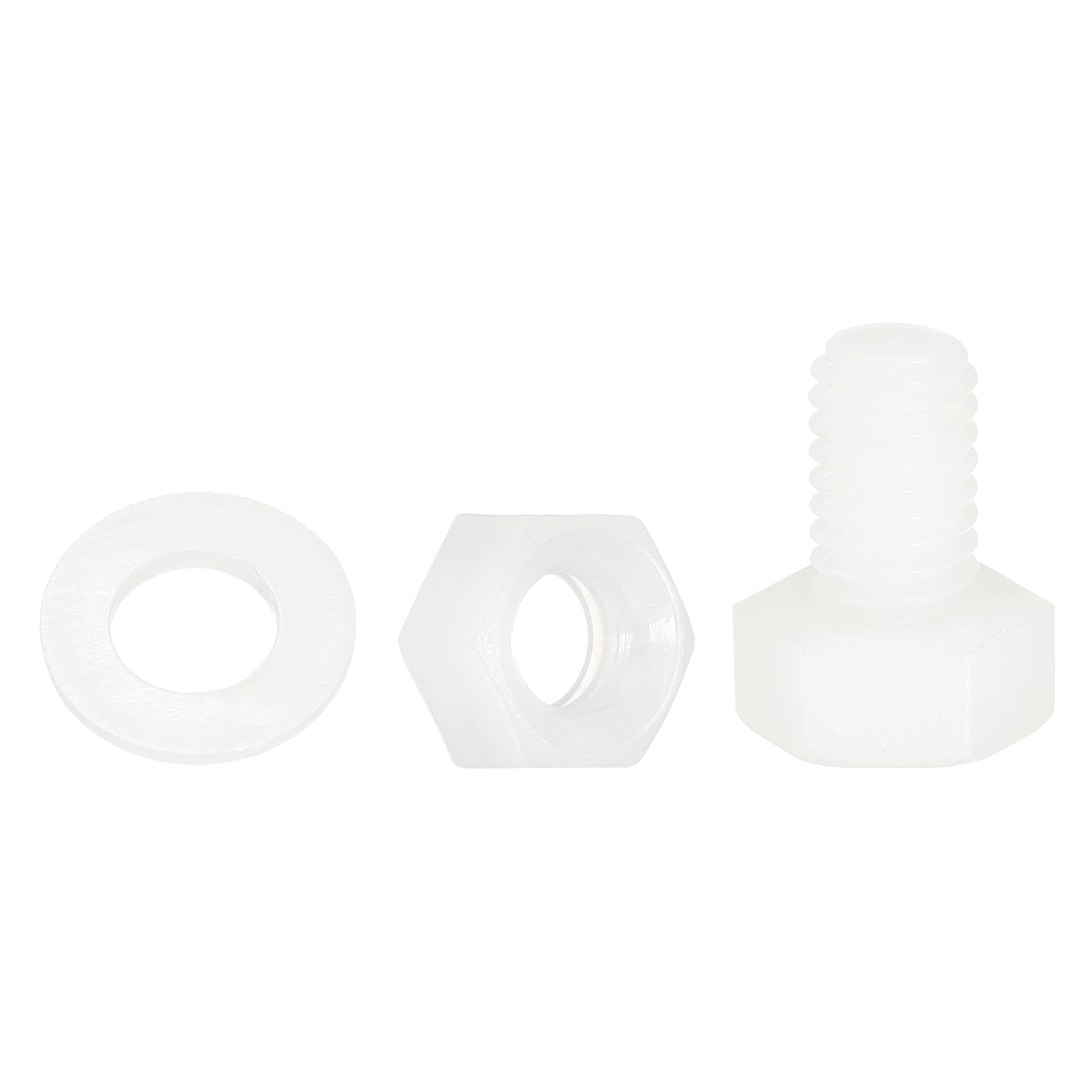 Uxcell 300 Pack/100 Sets Nylon Hex Bolts, M5 x 8mm Plastic Full ...