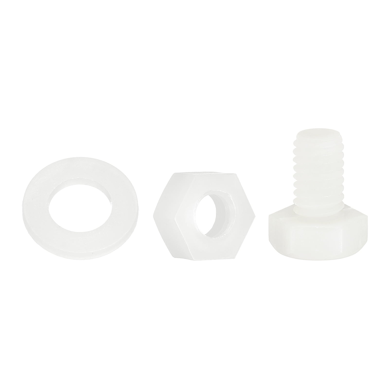 Uxcell 300 Pack/100 Sets Nylon Hex Bolts, M6 x 10mm Plastic Full ...