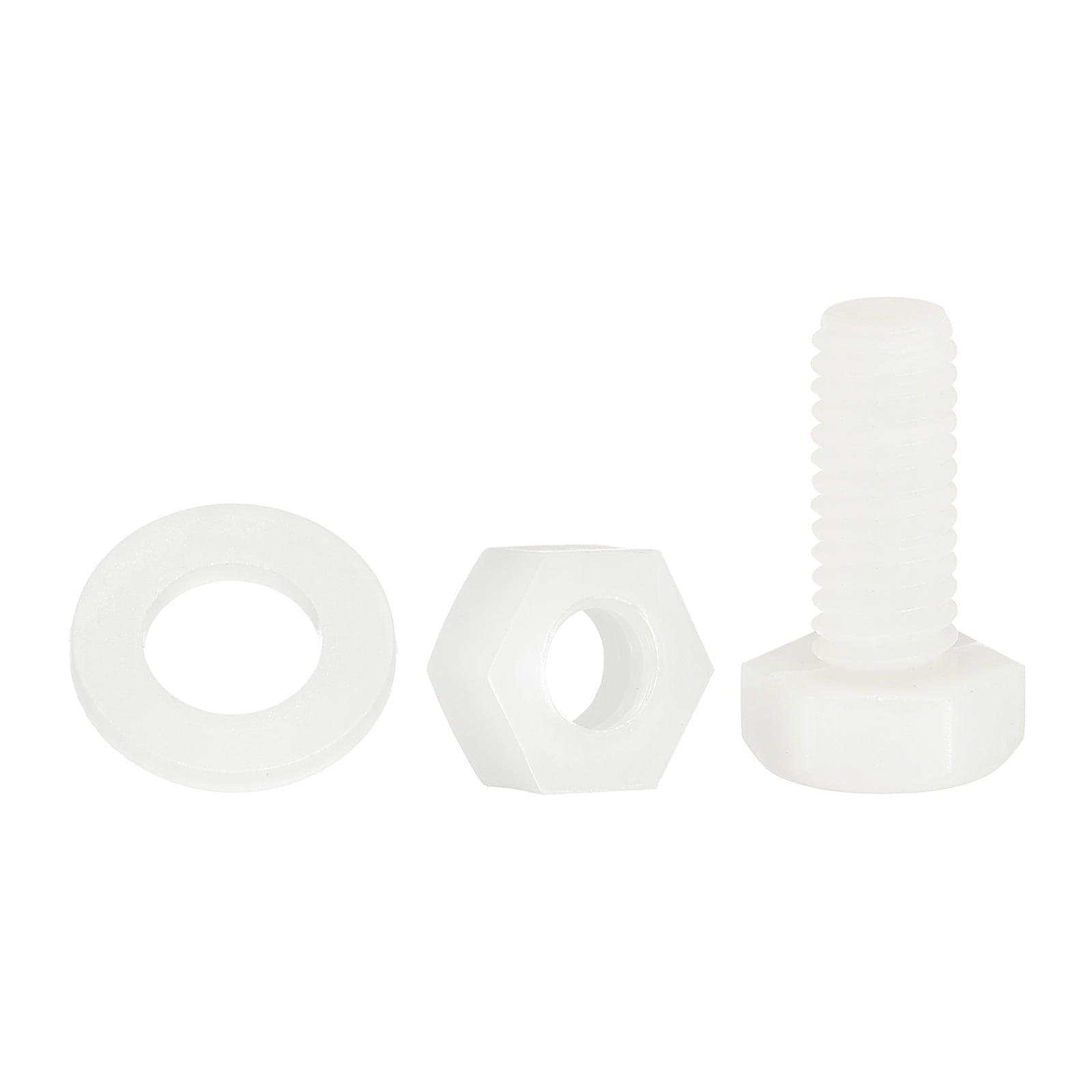 Uxcell 300 Pack/100 Sets Nylon Hex Bolts, M6 x 15mm Plastic Full ...