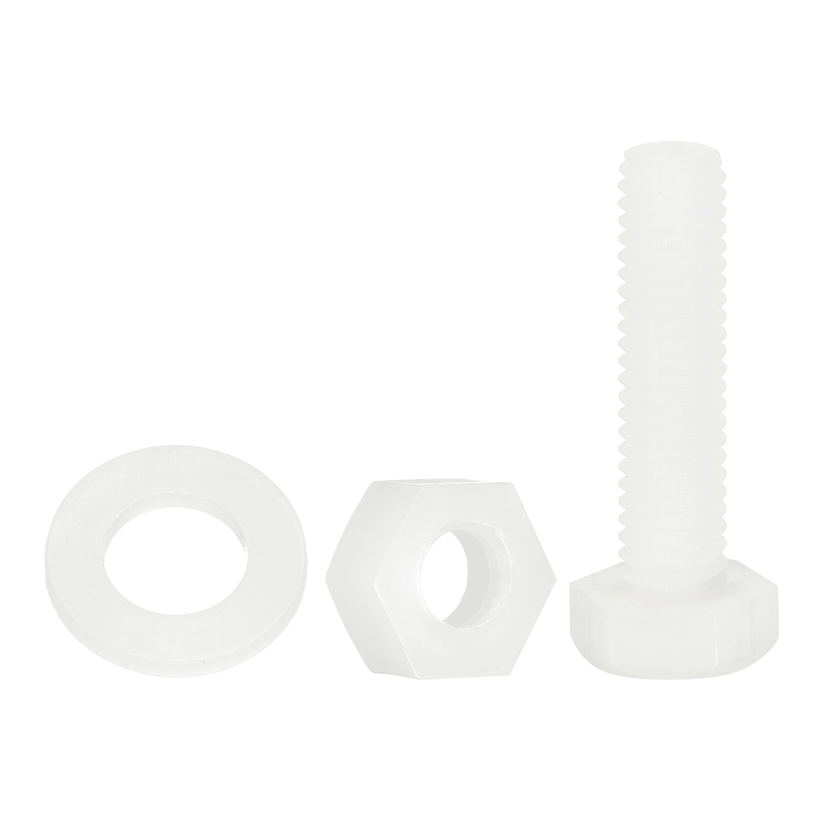 Uxcell 300 Pack/100 Sets Nylon Hex Bolts, M6 x 25mm Plastic Full ...