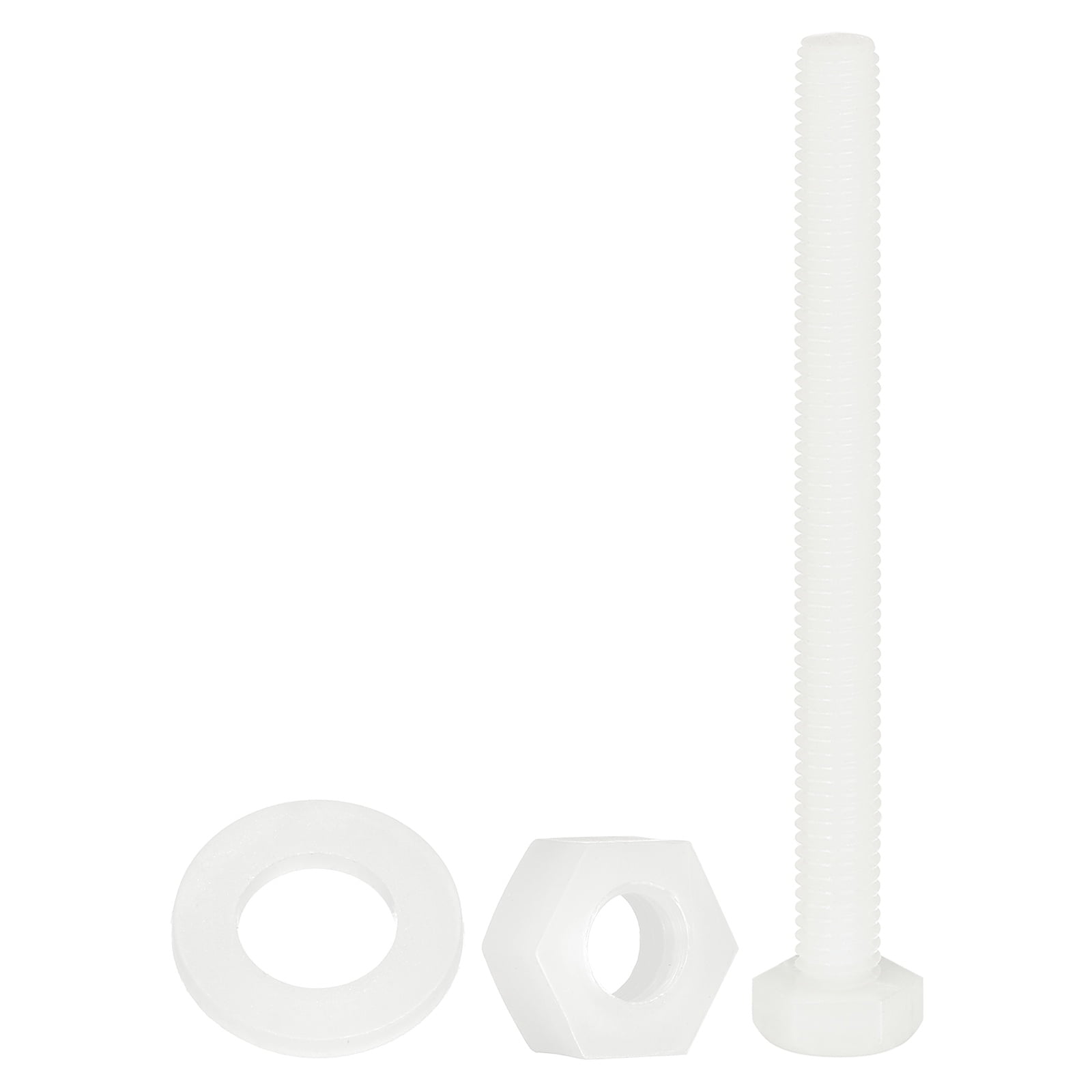 Uxcell 300 Pack/100 Sets Nylon Hex Bolts, M6 x 70mm Plastic Full ...