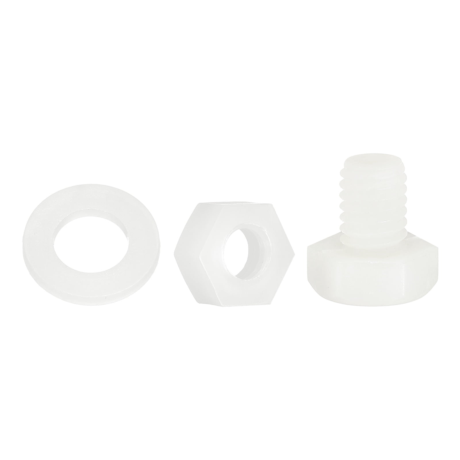 Uxcell 300 Pack/100 Sets Nylon Hex Bolts, M6 x 8mm Plastic Full ...