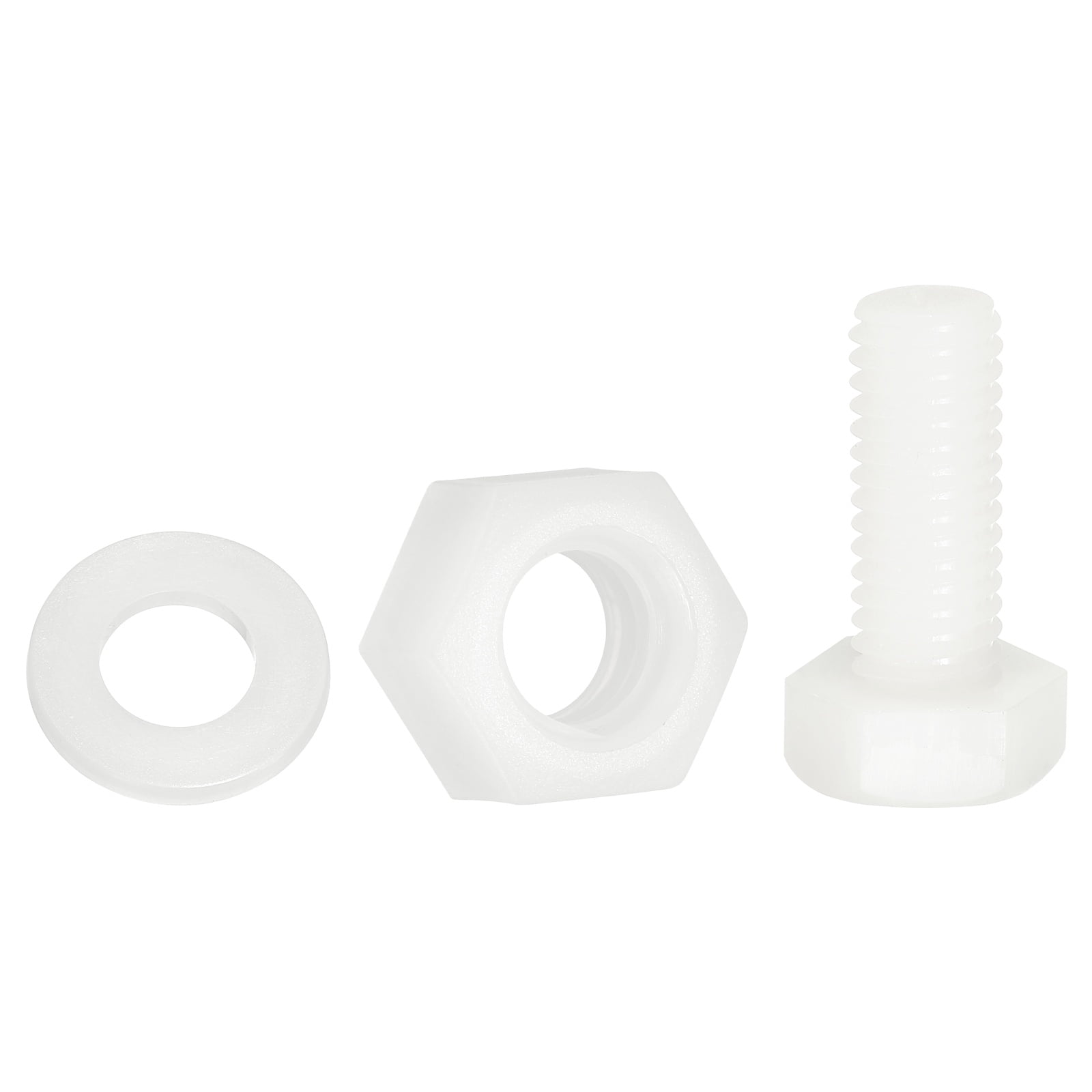 Uxcell 300 Pack/100 Sets Nylon Hex Bolts, M8 x 20mm Plastic Full ...