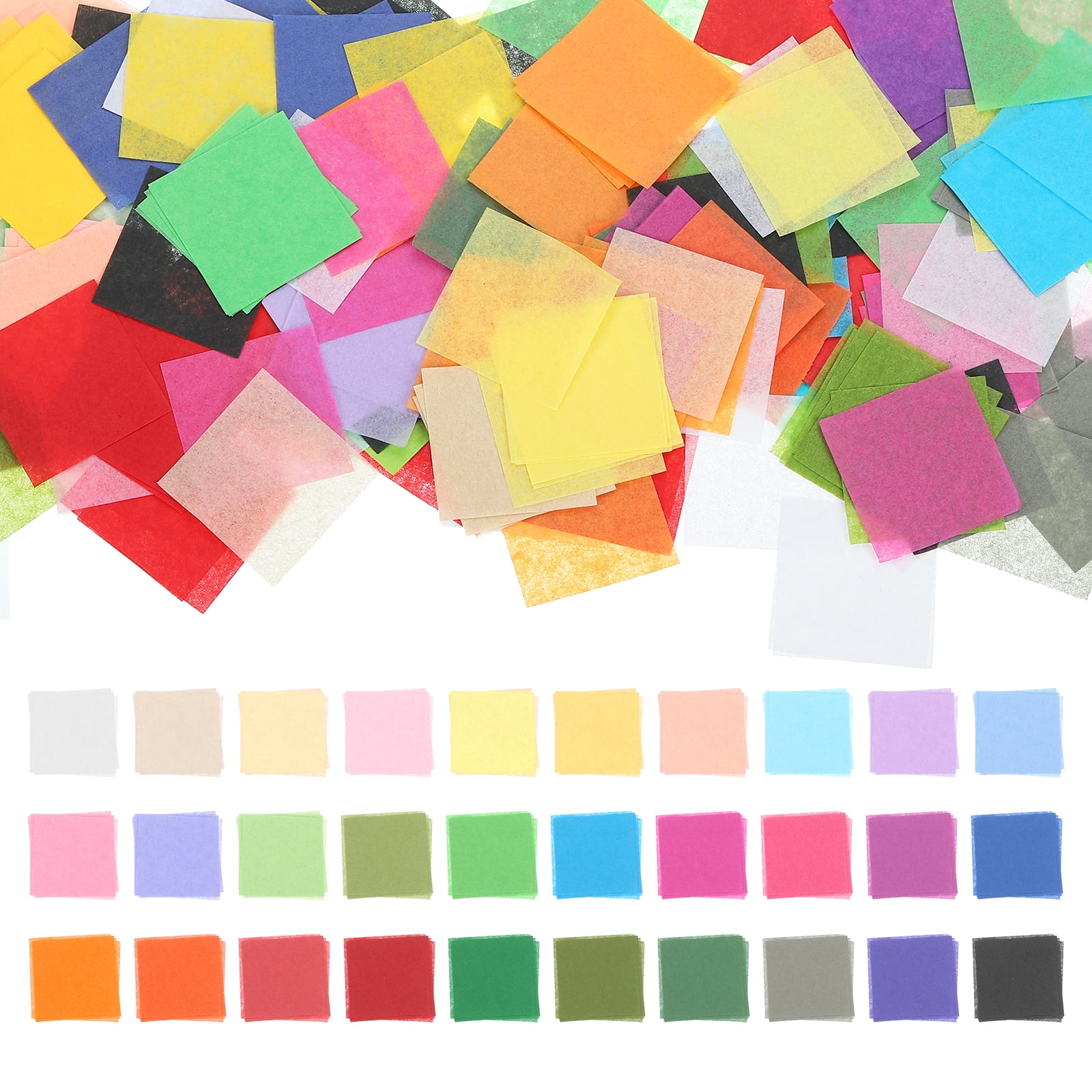 Uxcell 3000 Sheets Tissue Paper Squares, 1 Inch 30 Assorted Colored ...