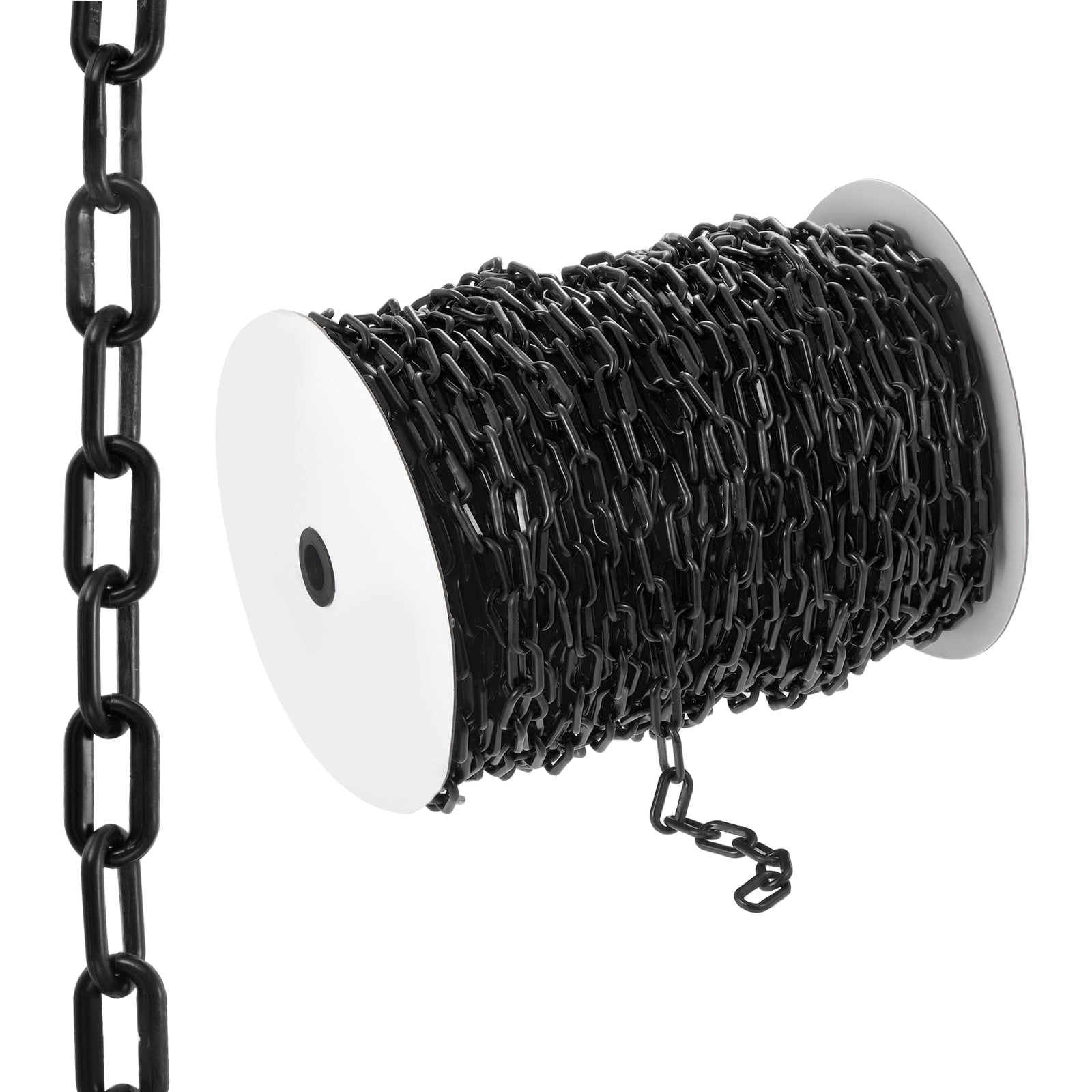 Uxcell 300Ft Plastic Chain Barrier, Safety Link Chain Stanchion, Black ...