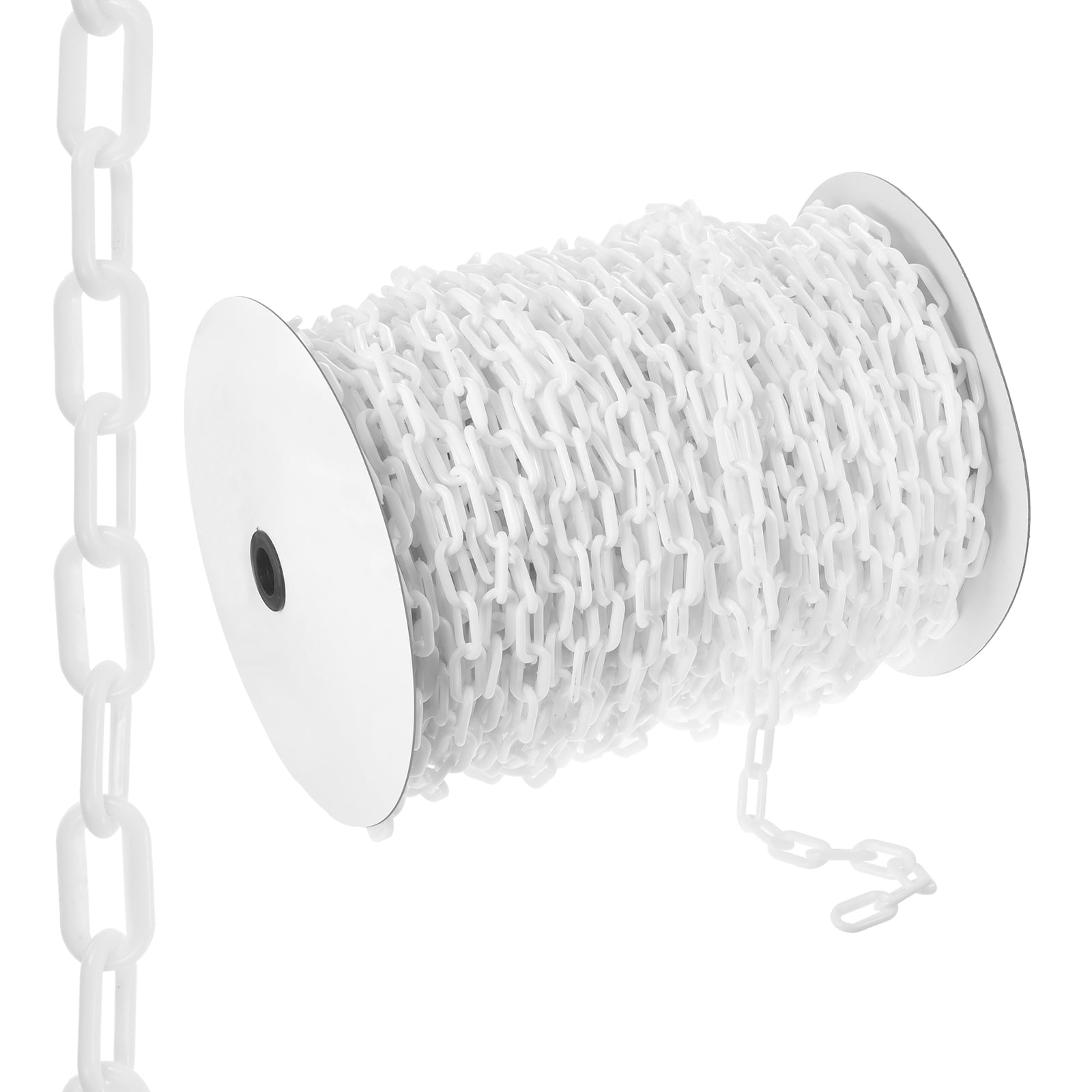 Uxcell 300Ft Plastic Chain Barrier, Safety Link Chain Stanchion, White ...