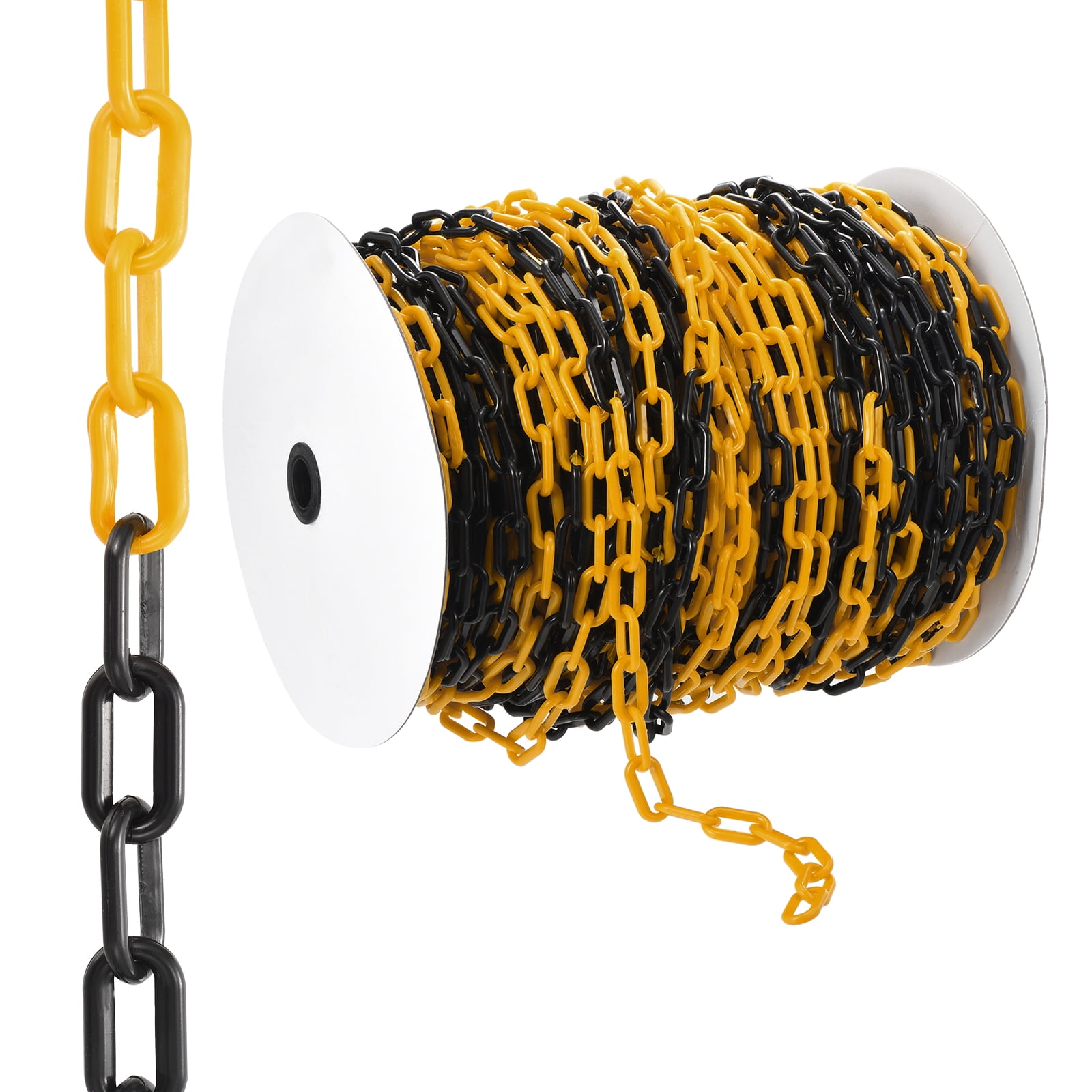 Uxcell 300Ft Plastic Chain Barrier, Safety Link Chain Stanchion, Yellow ...