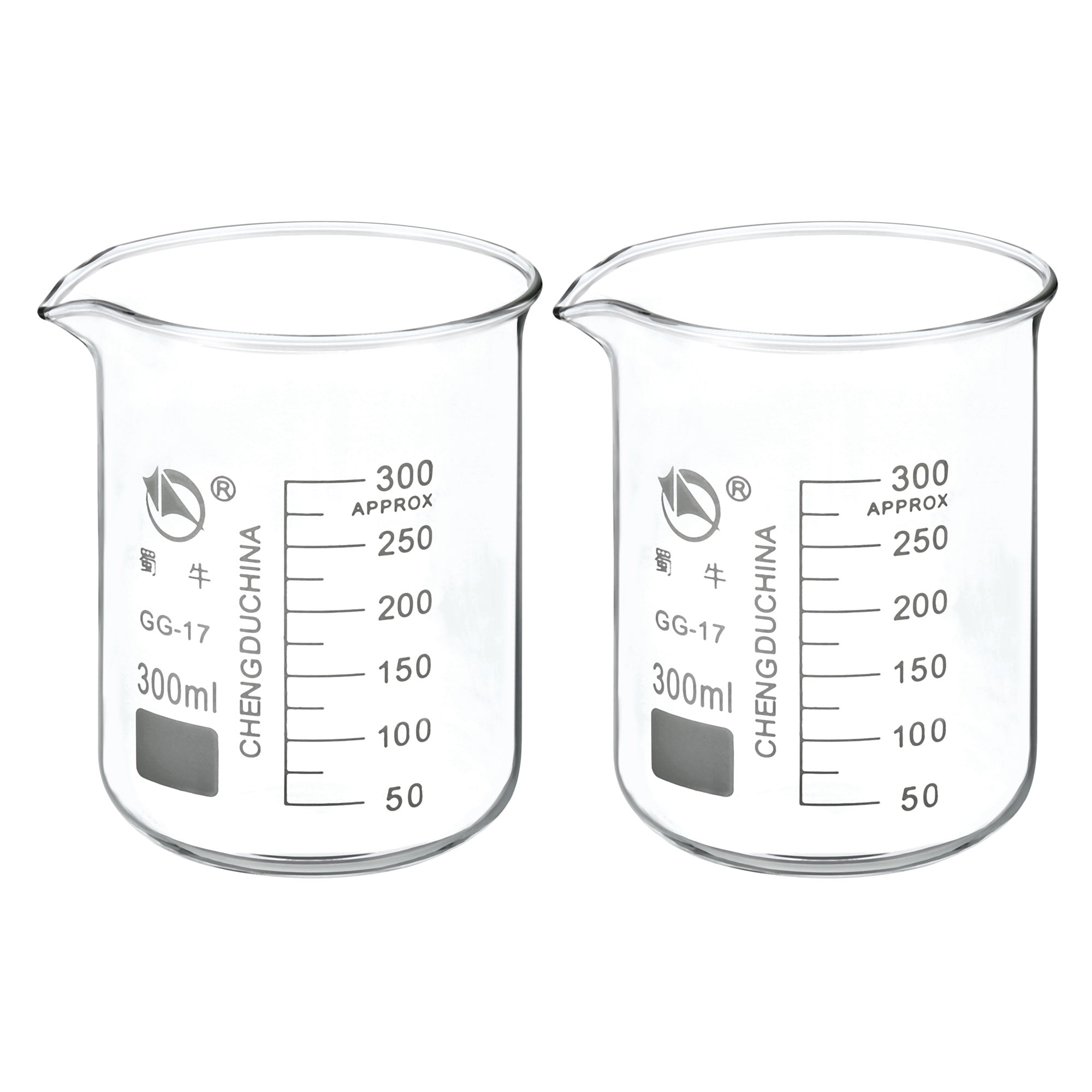 Uxcell 300ml Low Form Glass Beaker 3.3 Borosilicate Graduated Lab Measuring Cups 2 Pack ...