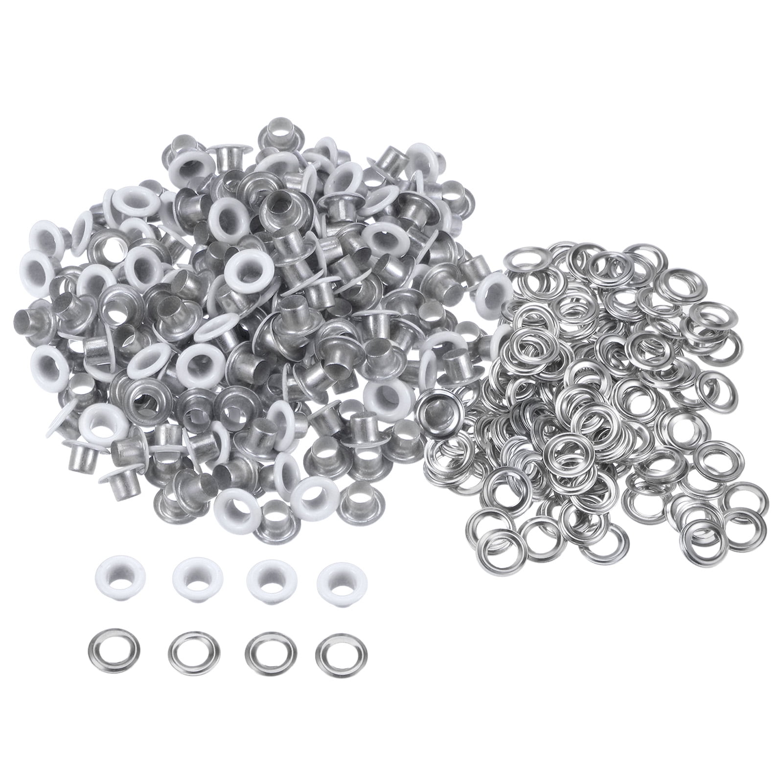 Uxcell 300set Grommets Kit Metal Eyelets 4mm 1/6" Hole Tiny Grommet for ...
