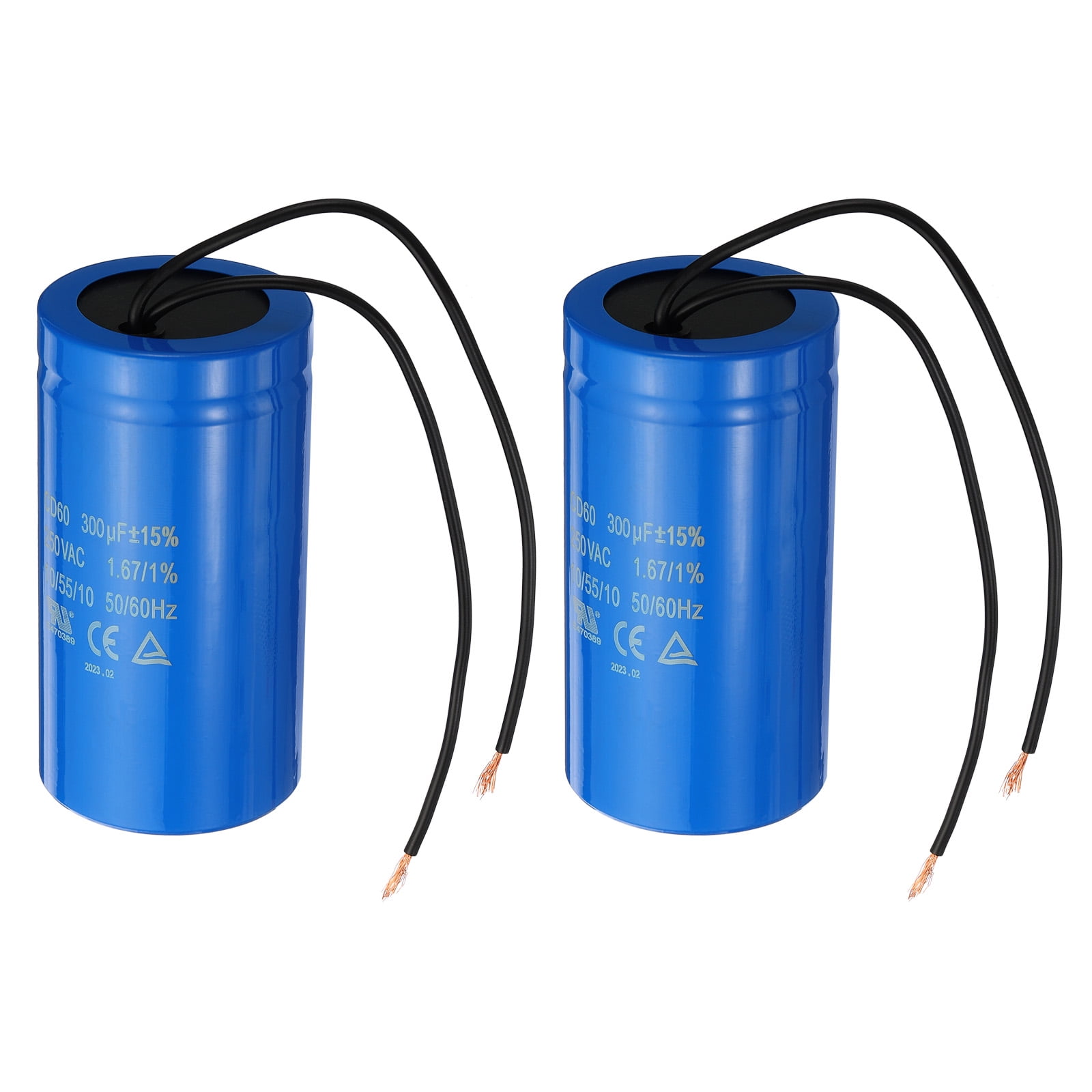 Uxcell 300uF 250VAC CD60 Run Capacitor 2 Wires 50/60Hz Motor Starting ...