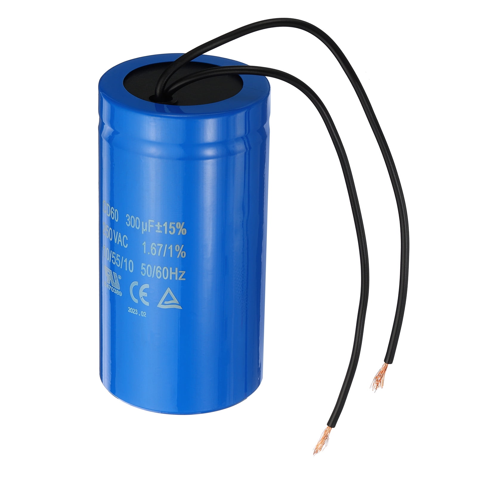 Uxcell 300uF 250VAC CD60 Run Capacitor 2 Wires 50/60Hz Motor Starting ...