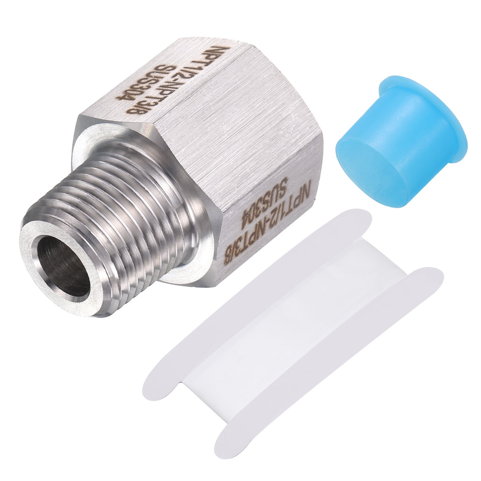 Uxcell 304 Stainless Steel Pipe Fitting Adapter, 1/2" NPT Female to 3/8 ...