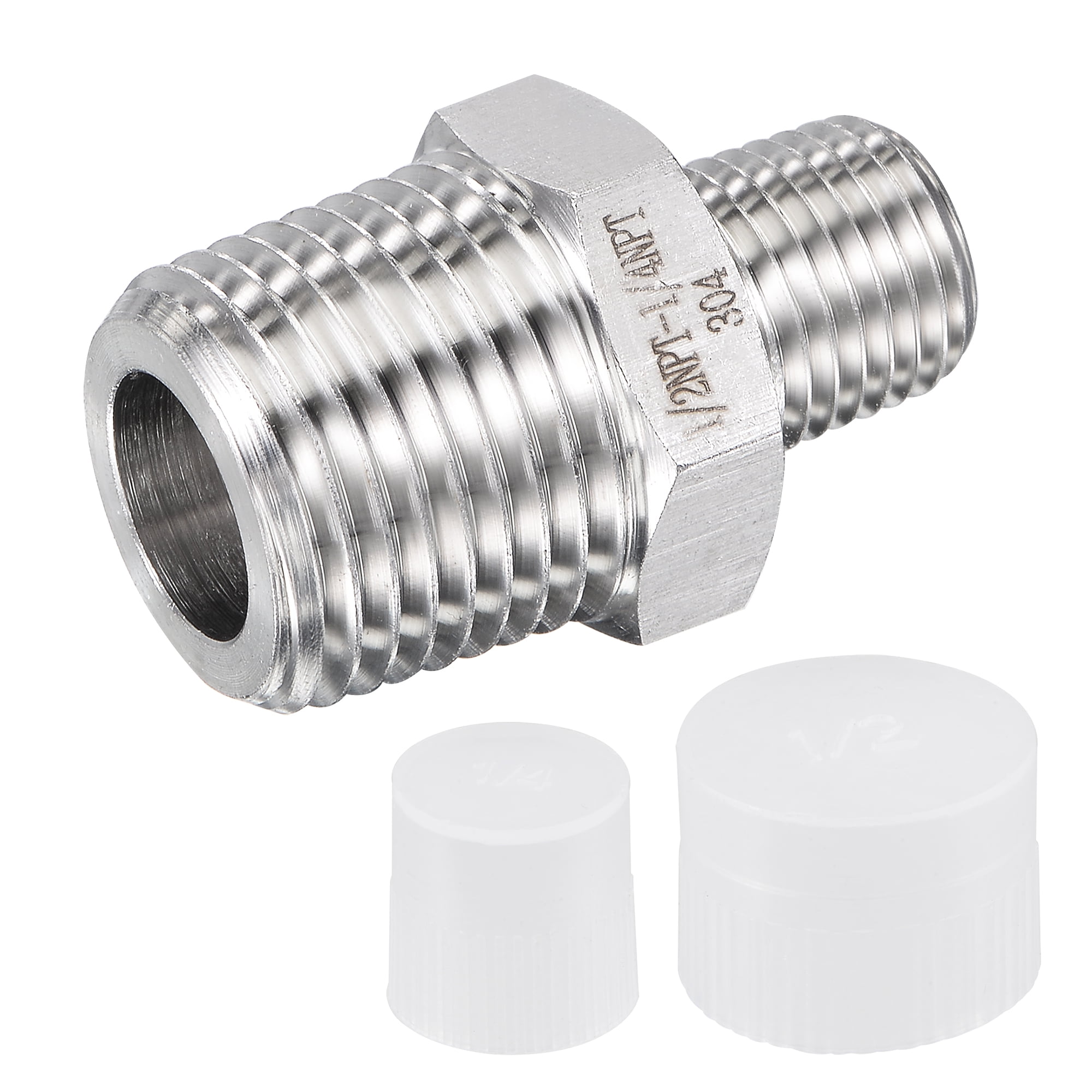Uxcell 304 Stainless Steel Pipe Fitting Reducer Adapter 1/2NPT x 1/4NPT ...